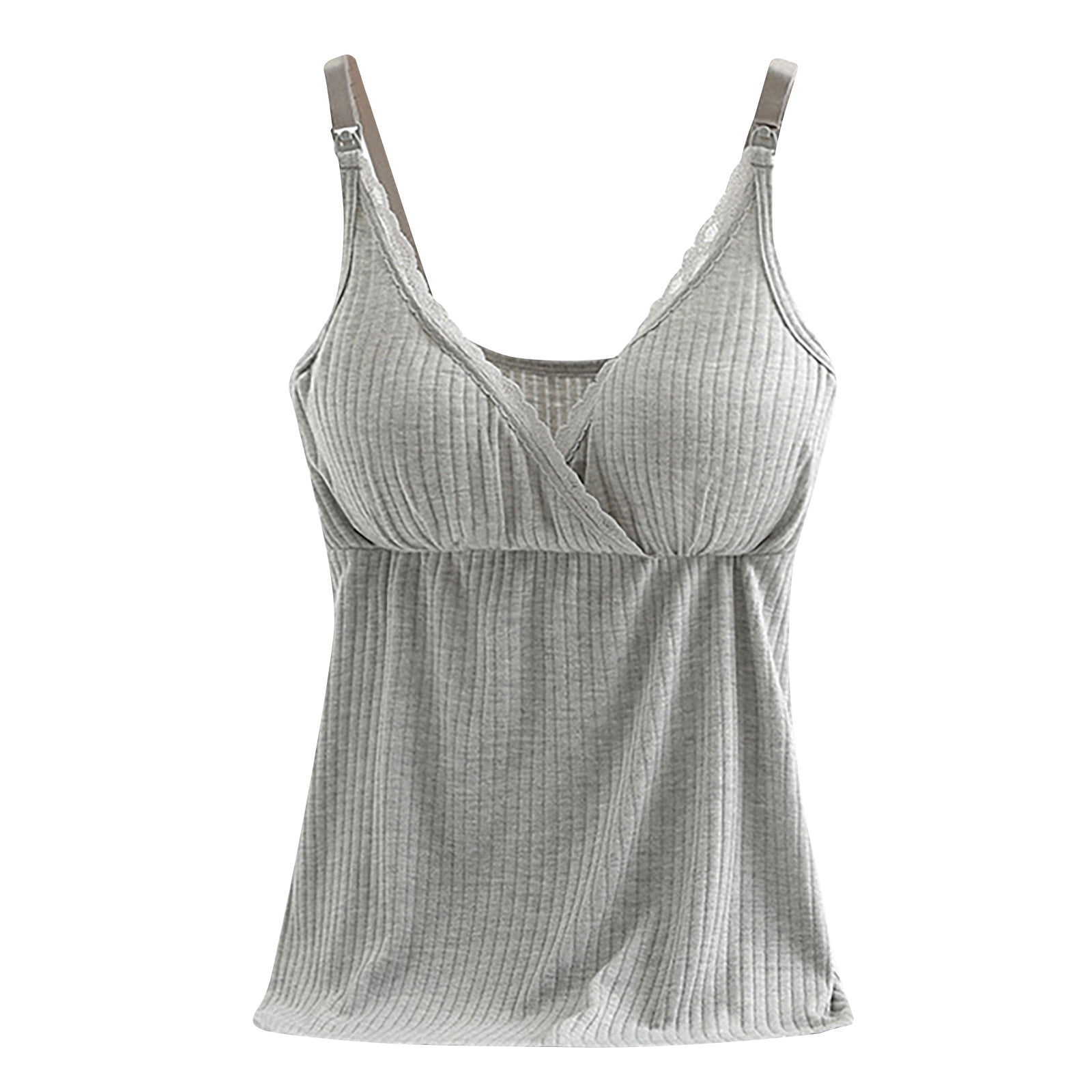 JGGSPWM Womens Sleeveless Lace Trim Camisole with Removeable Bra Tank ...