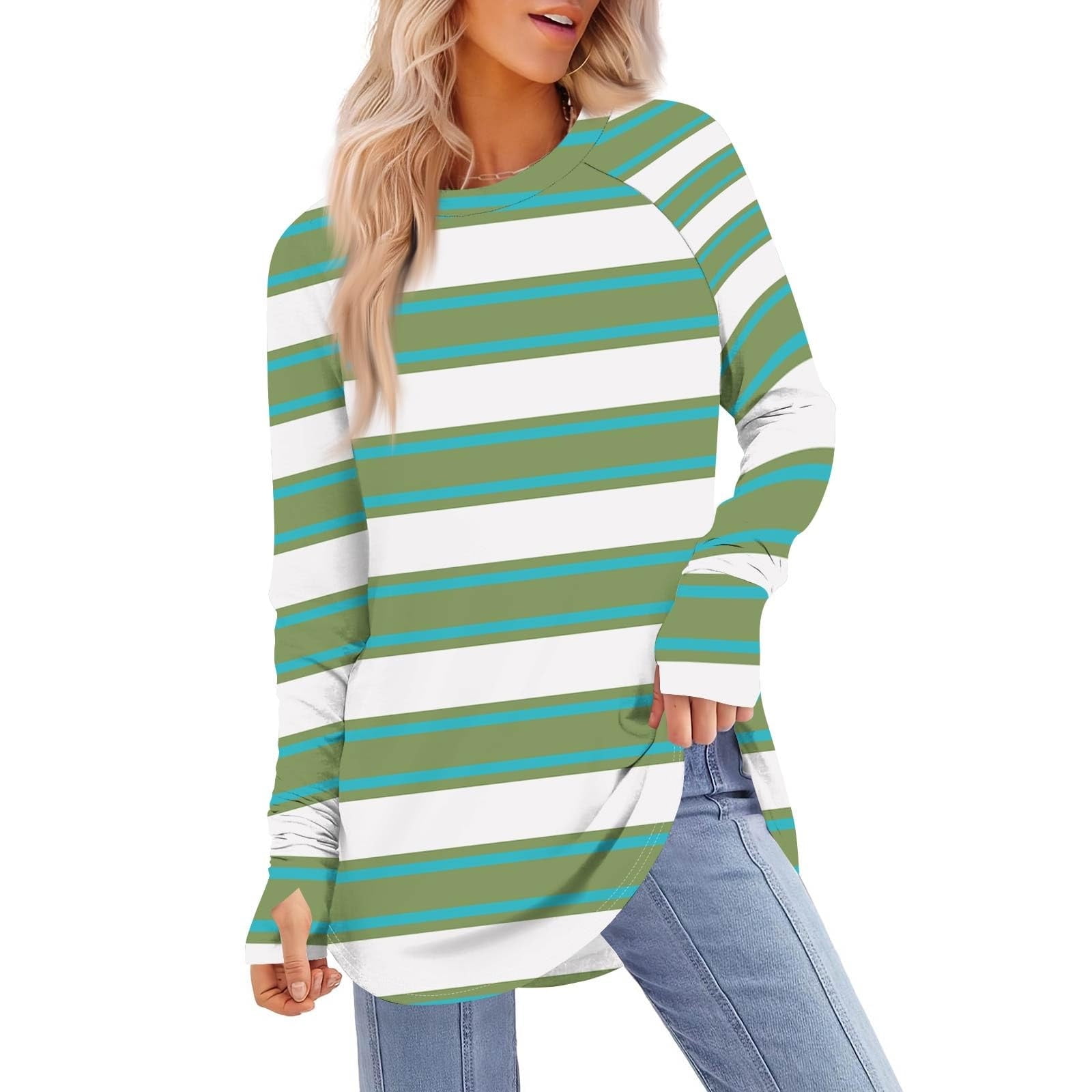 JGGSPWM Womens Tunic Tops to Wear with Leggings Long Sleeve Thumb Hole ...