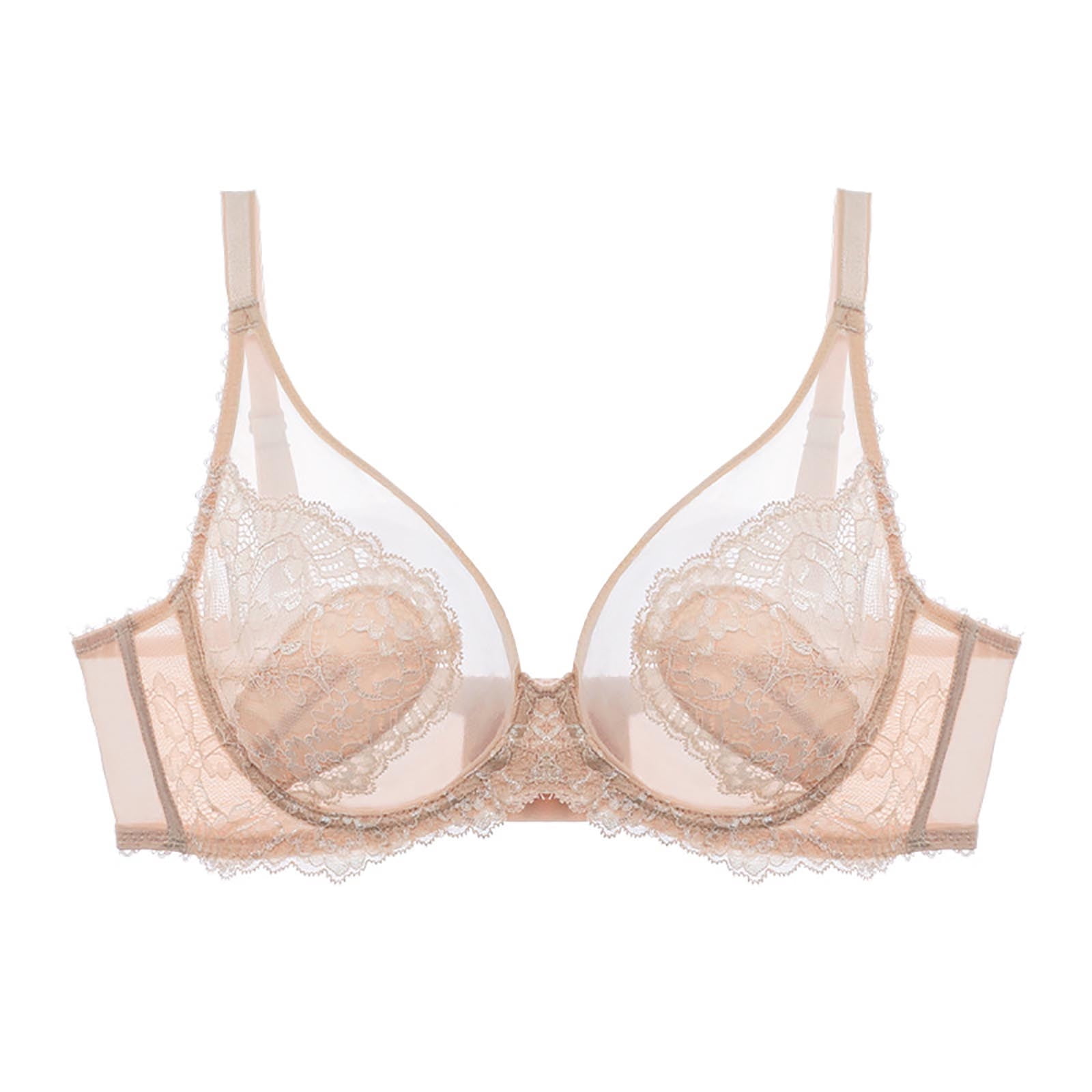 JGGSPWM Womens Ultra Thin Bras Sexy Push Up Deep V Lace Everyday Bra ...