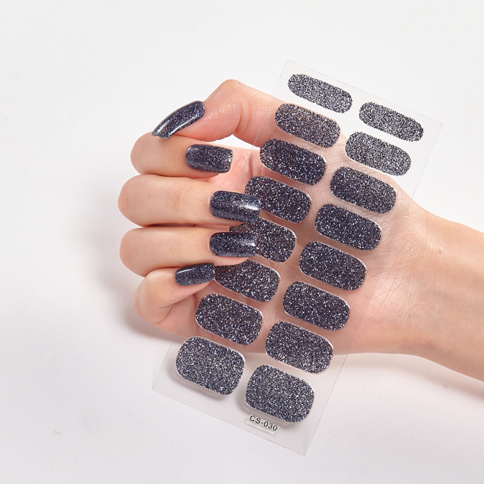 JGJJUGN 16 Sheets Glitter Nail Wraps Nail Polish Stickers Self Adhesive ...