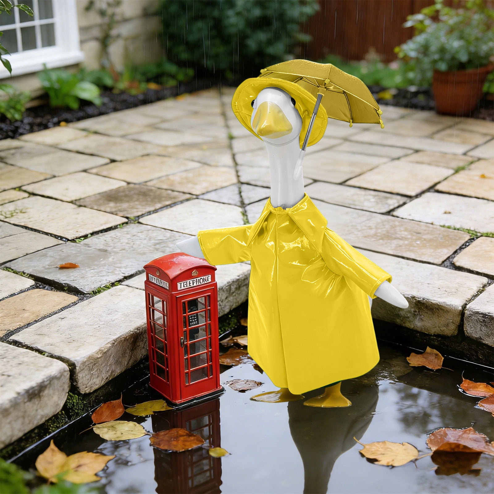 JGJJUGN 23 Inch Porch Goose Raincoat Set, Decorative Lawn Goose Rain ...