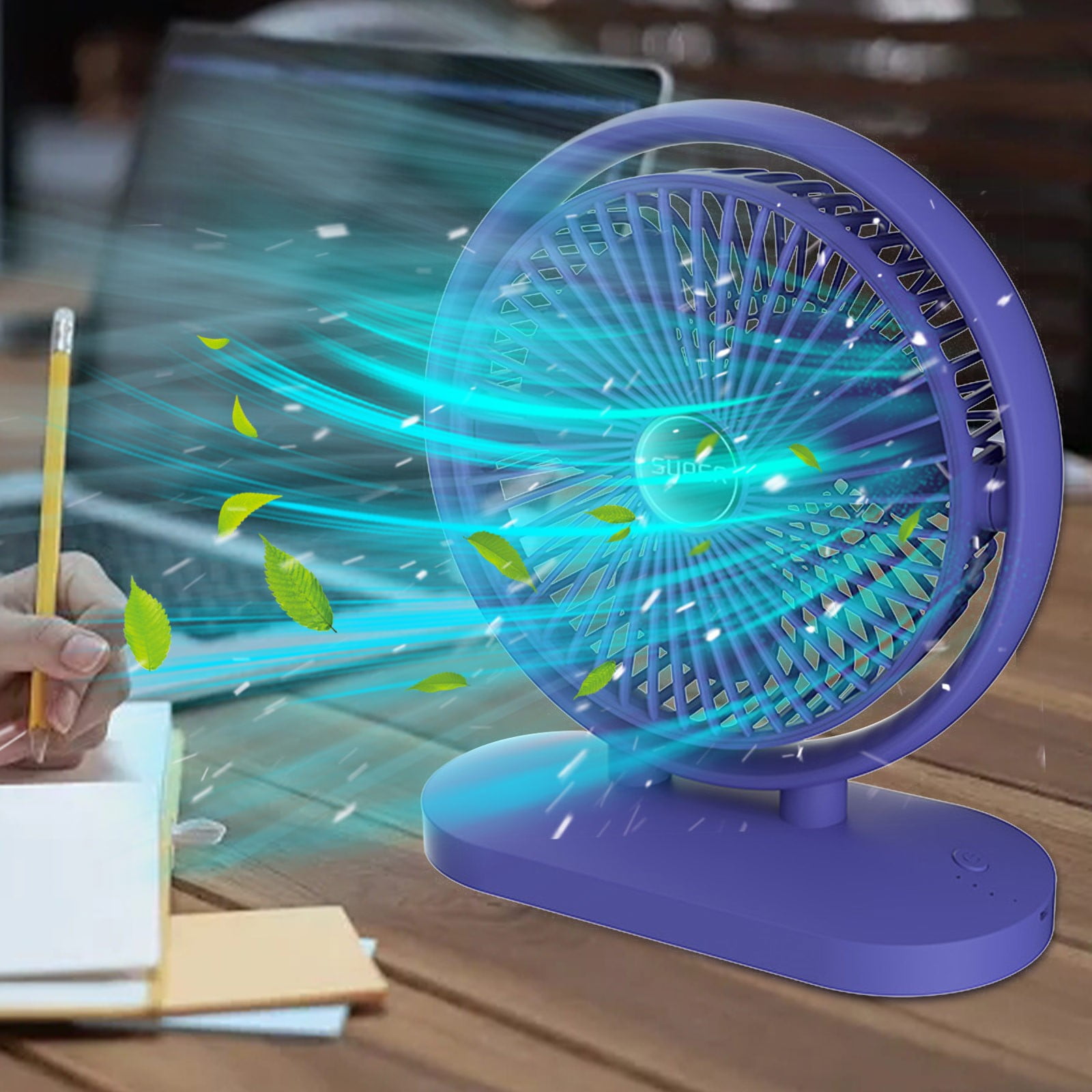 JGJJUGN 9-Inch Silent Three-Speed Desktop Fan with Multi-Angle ...