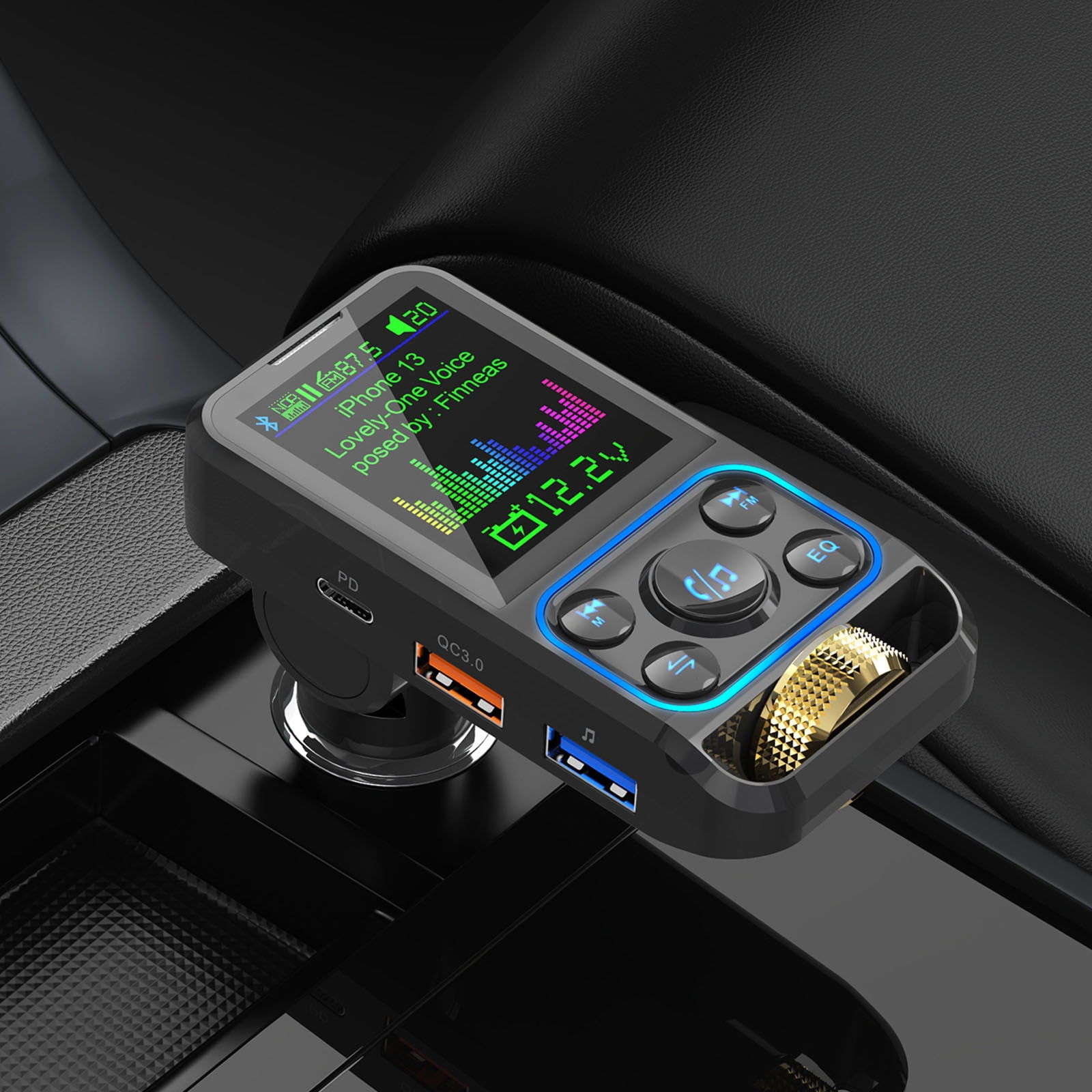 JGJJUGN Car MP3 Player Bluetooth Adapter with USB/PD Fast Charging ...