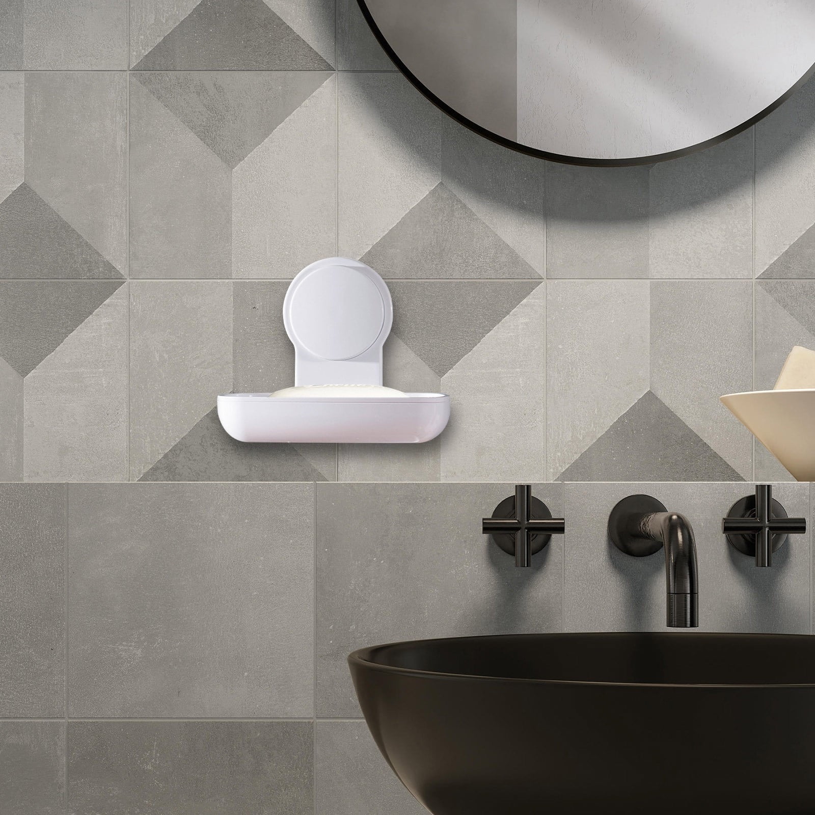 JGJJUGN Double Layered Suction Cup Soap Box Wall Mounted Plastic ...