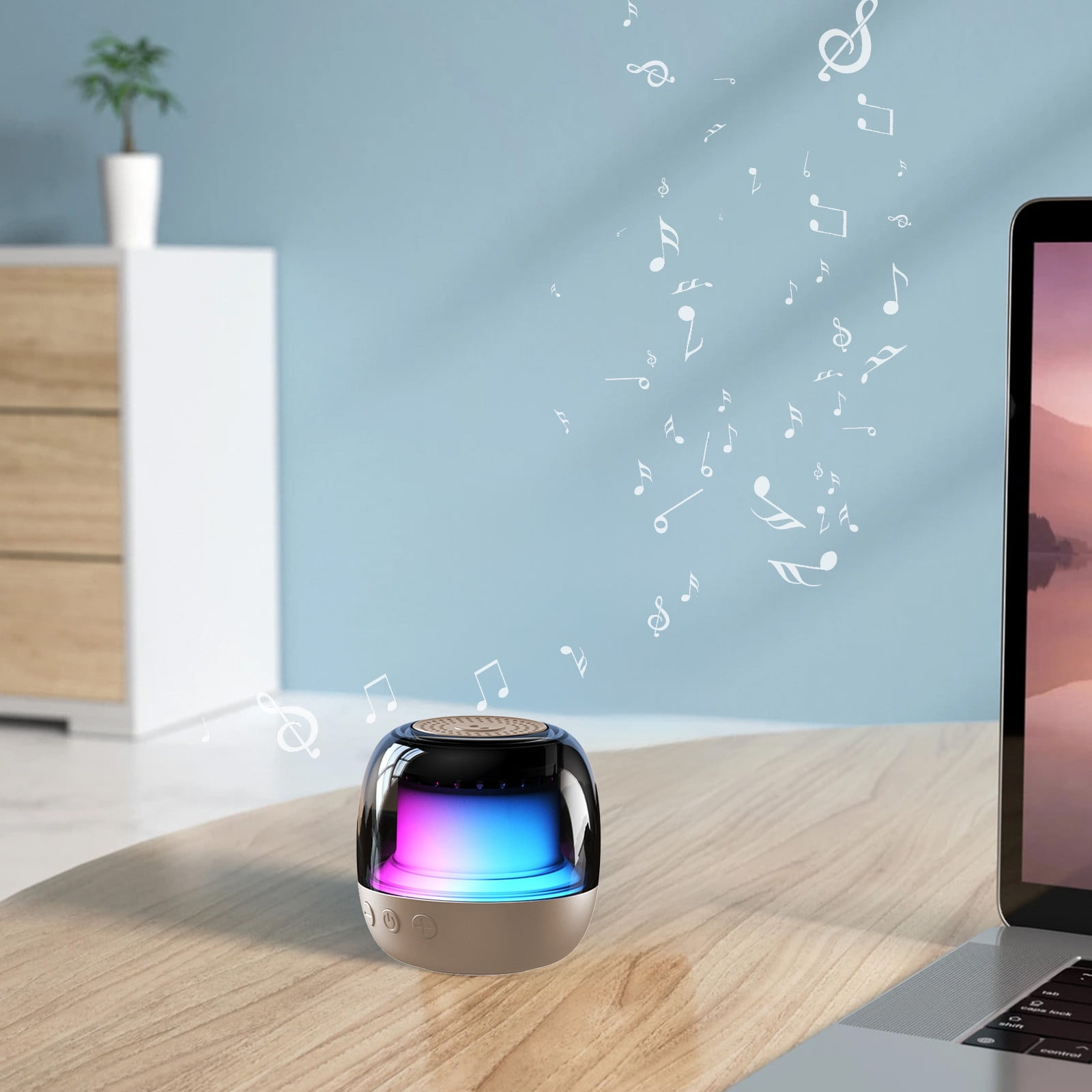 JGJJUGN Gyroscope Bluetooth Speaker Portable RGB Ambiance Light ...