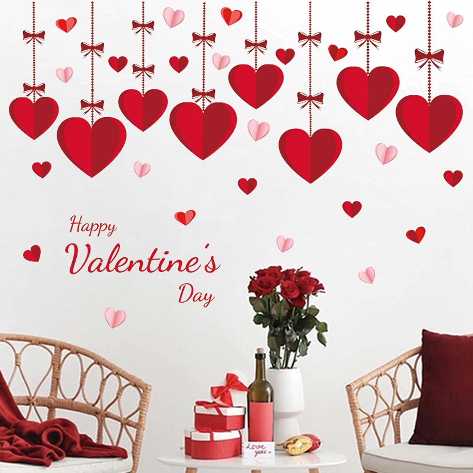 JGJJUGN Heart Window Stickers for Valentines Day Decor, Reusable PVC ...