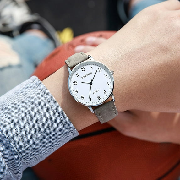 JGJJUGN Men's Quartz Watch Openwork Design Alloy Case Leather Strap ...