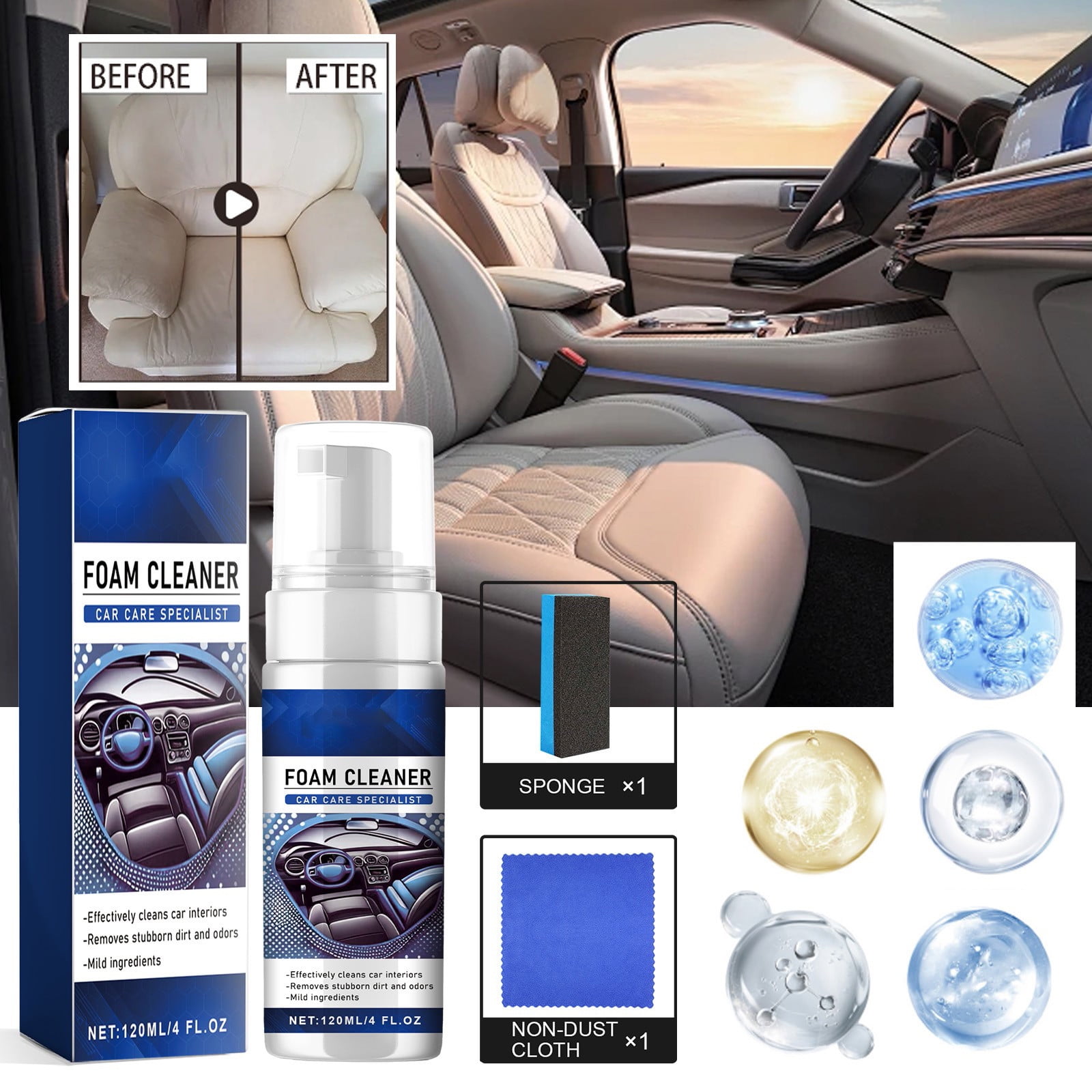 JGJJUGN All Purpose Car Interior Cleaner 100ml - Plastic Leather ...