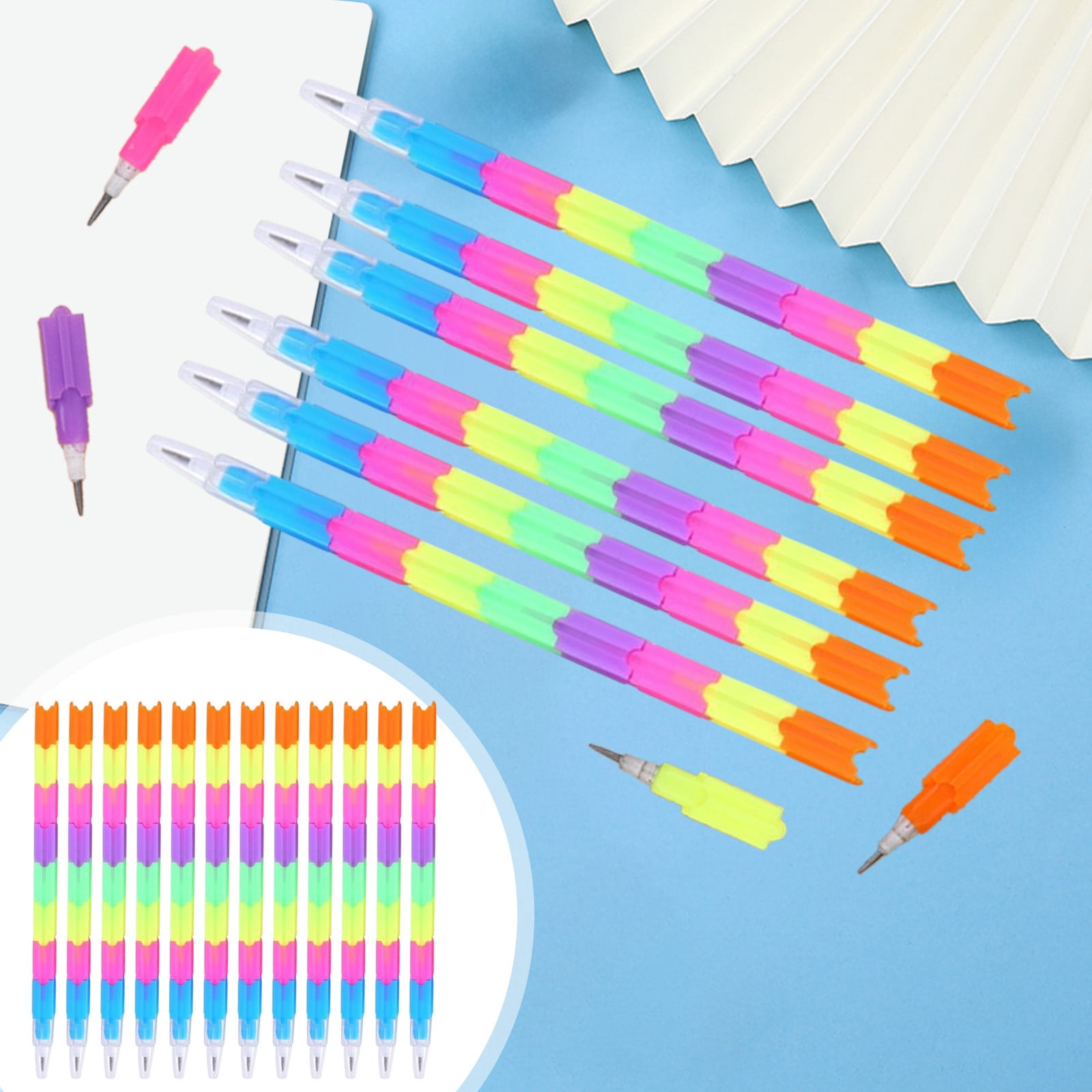 JGJJUGN Rainbow Colored Pencil Set 12 Pack Changeable Modular Design ...