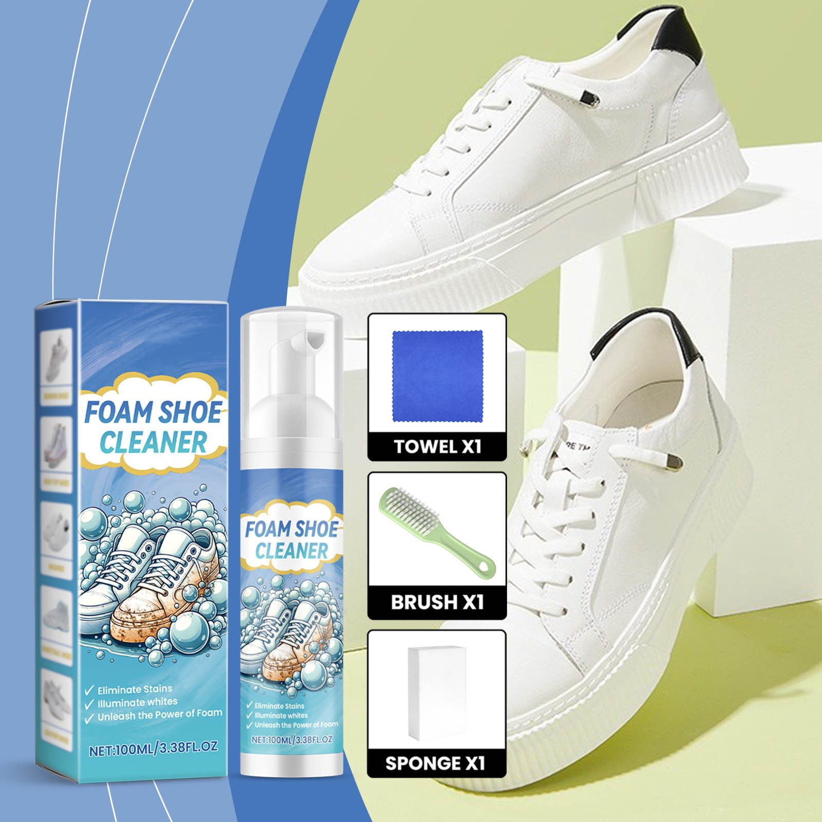 JGJJUGN Shoe Cleaning Kit for White Sneakers, Portable Shoe Brightener ...