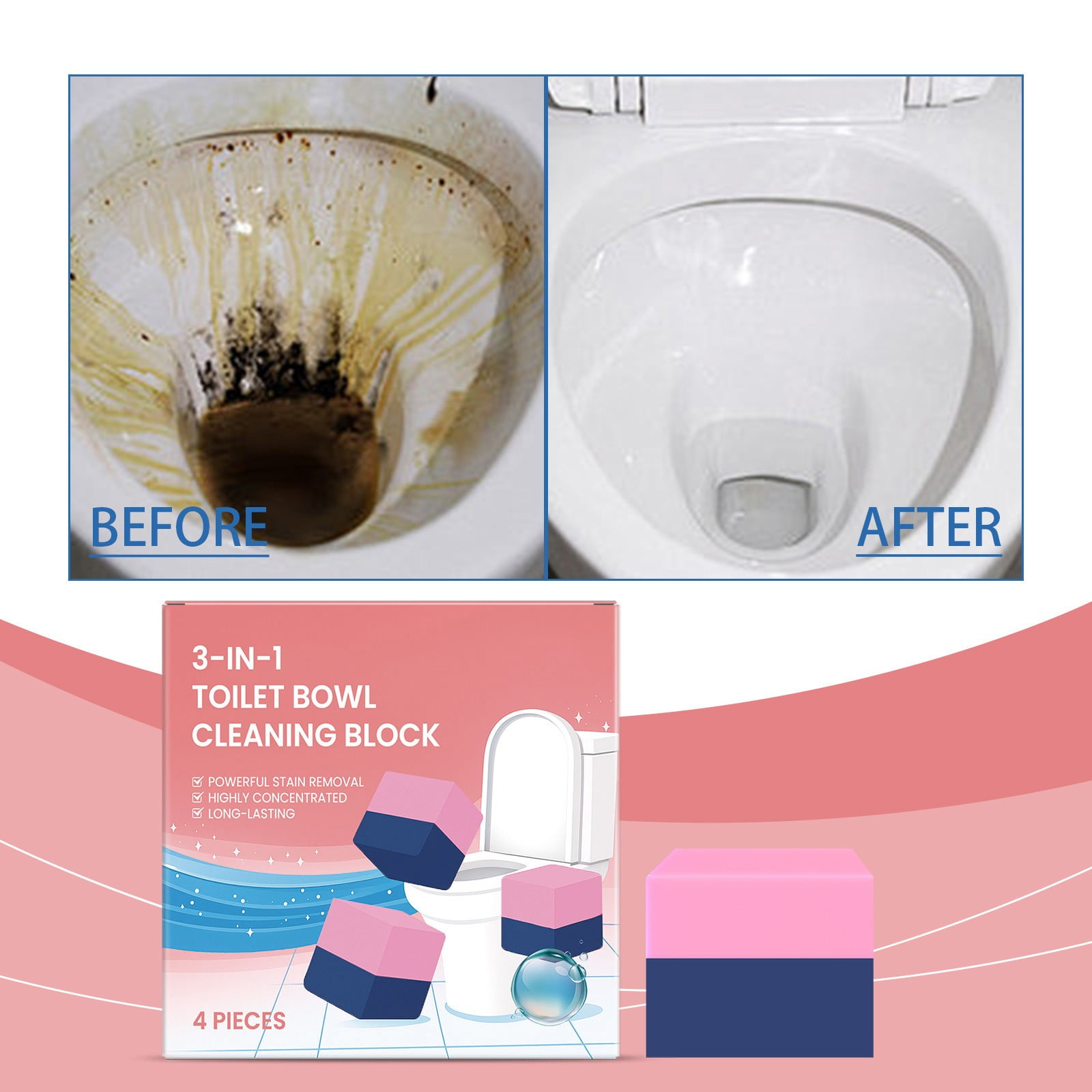 JGJJUGN Slow Release Toilet Cleaning Blocks - Odor Control & Limescale ...