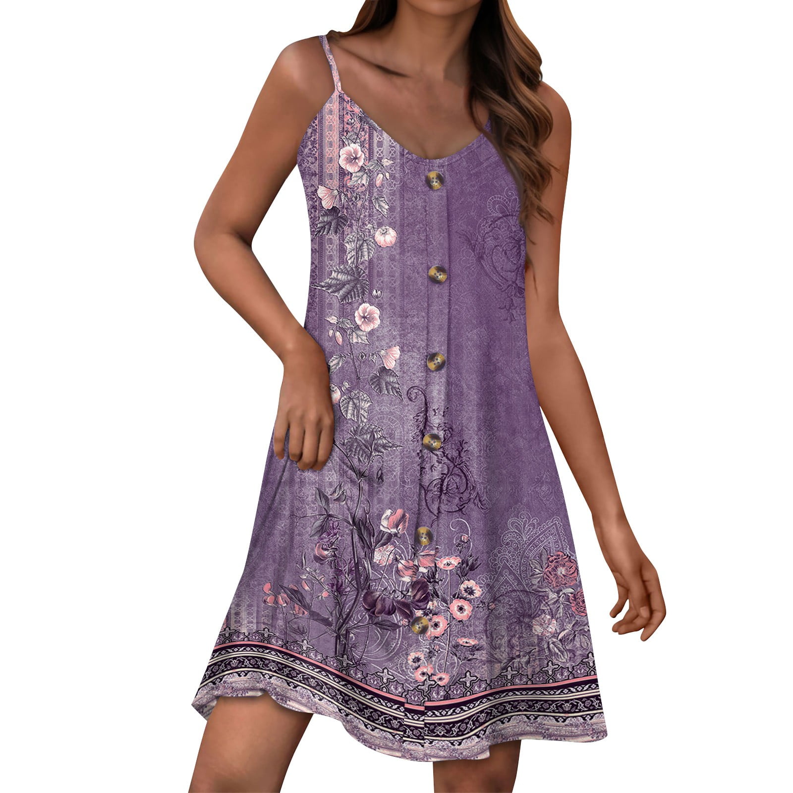 JGNGSHN 2025 Sundresses for Women Sleeveless Button Down Shirt Midi ...
