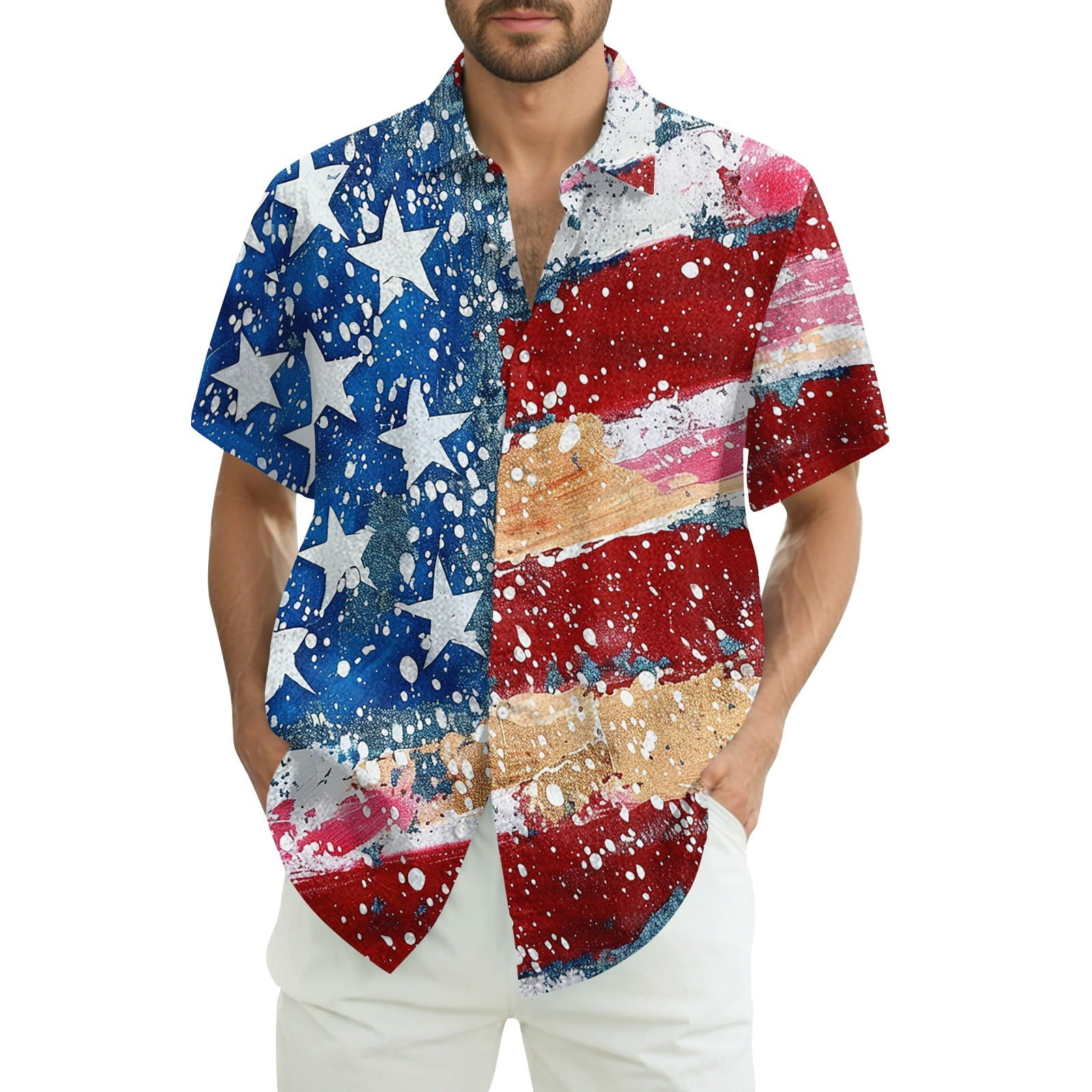 JGNGSHN Men's July 4th Independence Day Shirts Trendy Short Sleeve ...