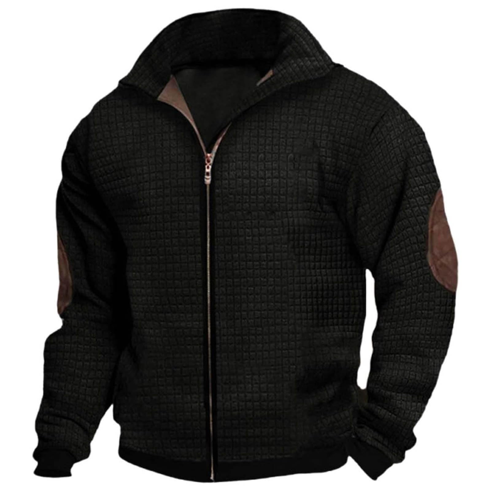 JGNGSHN Mens Fall Jacket Zip Up Elbow Patches Lightweight Jacket ...