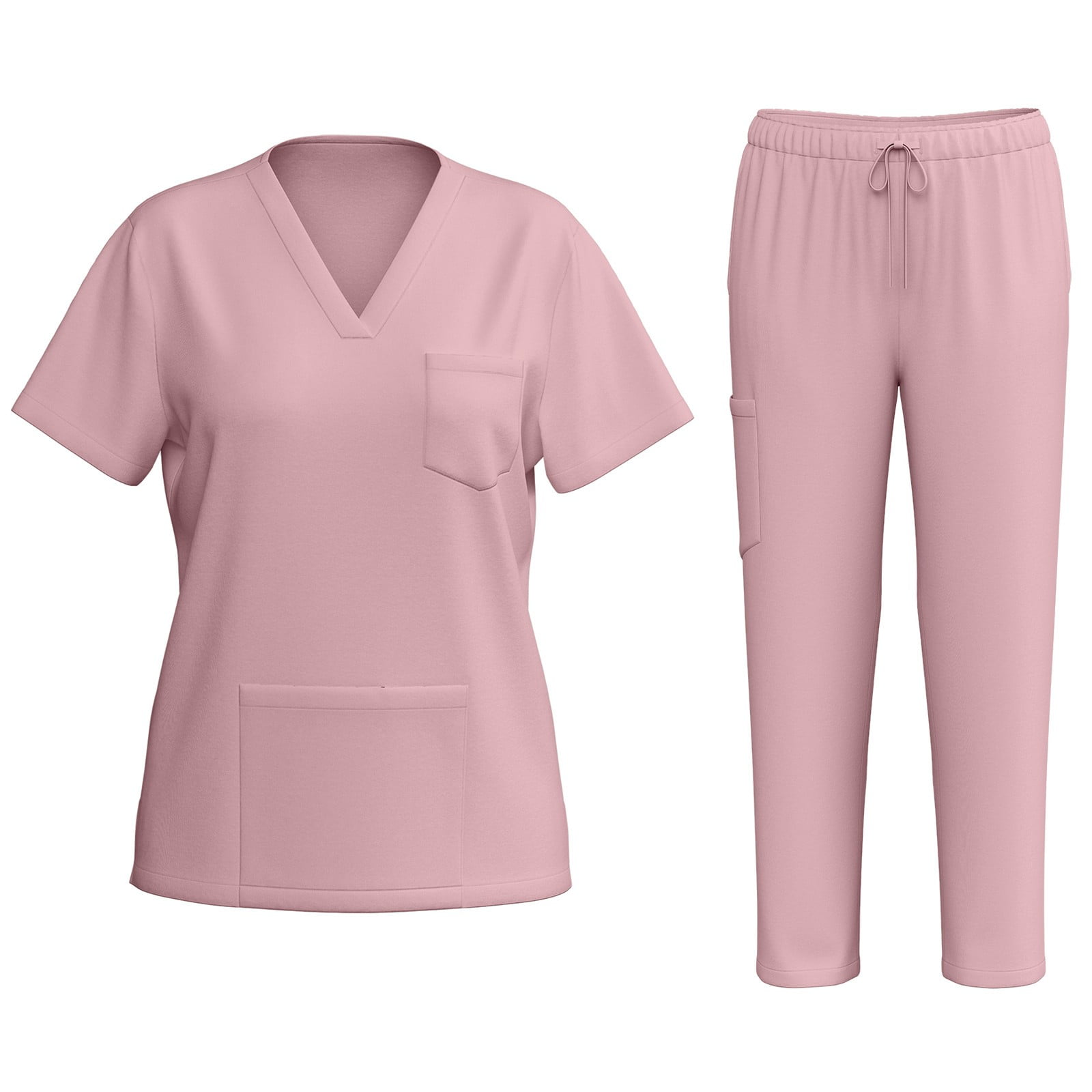 JGNGSHN Scrubs for Women Set Medical Uniform Solid V Neck Scrub Tops ...