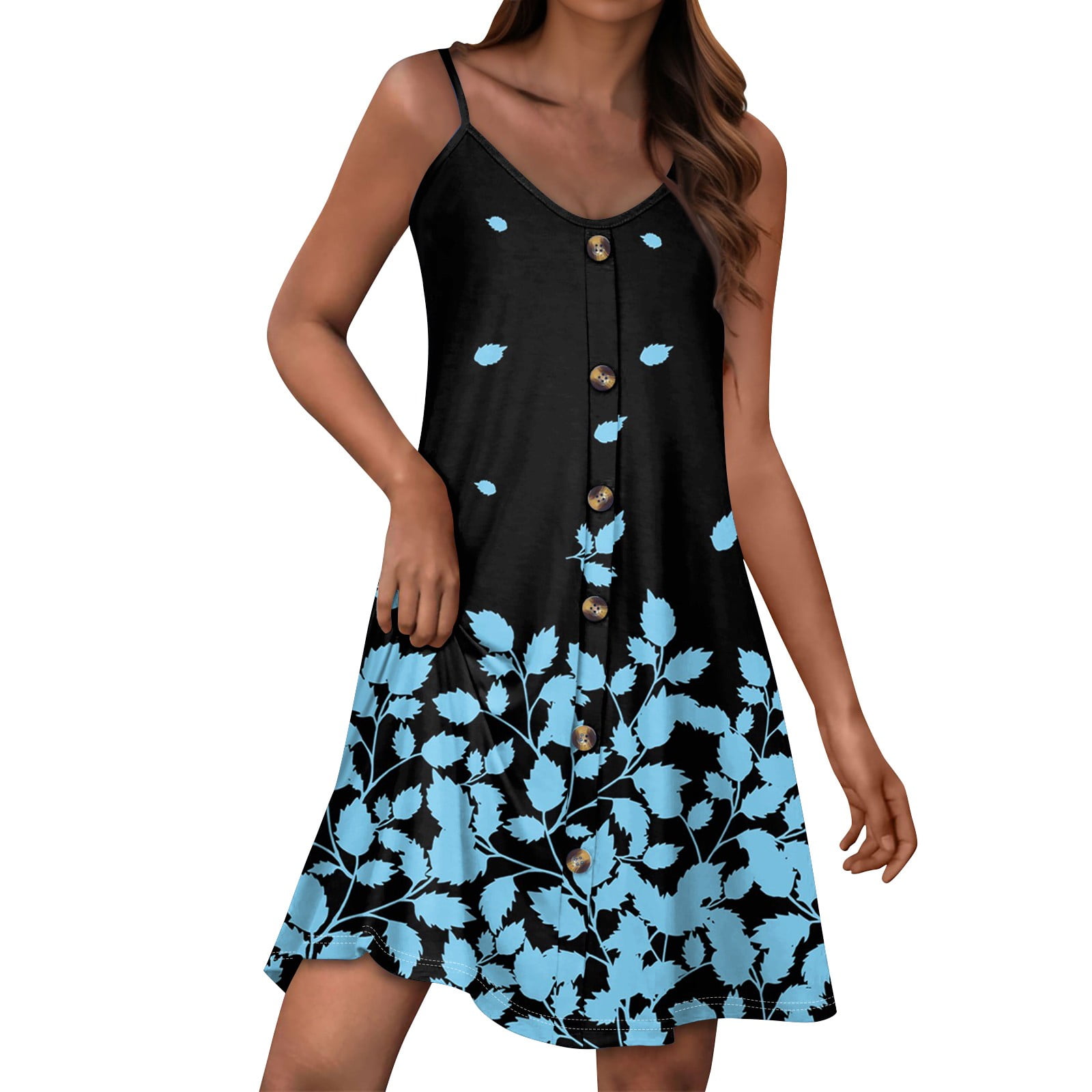 JGNGSHN Summer Dresses for Women V Neck Sleeveless Spaghetti Strap with ...