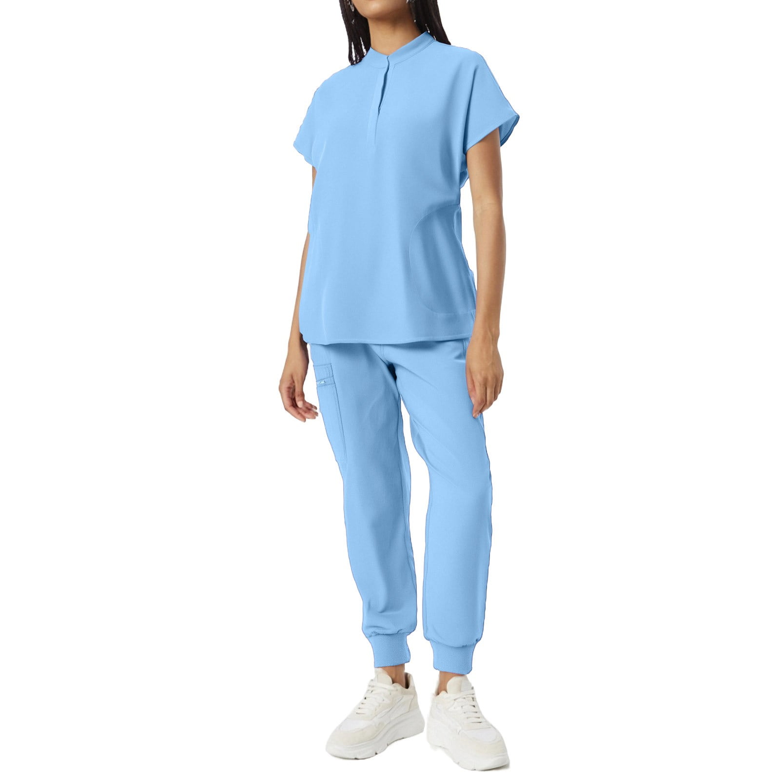 JGNGSHN Women Scrub Set Essential Nursing Uniform Workwear Short Sleeve ...