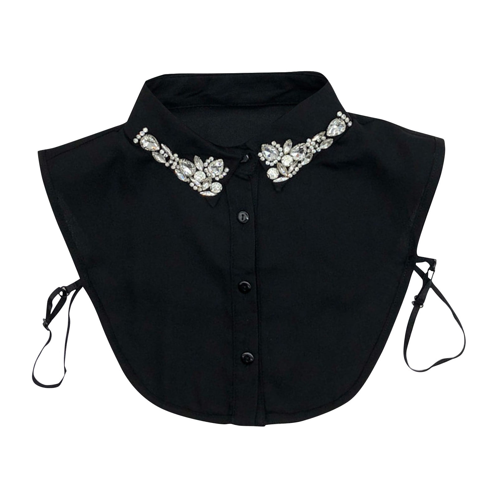JGNGSHN Women's Fashion Rhinestone Fake Collar Half Shirt Faux Chiffon ...