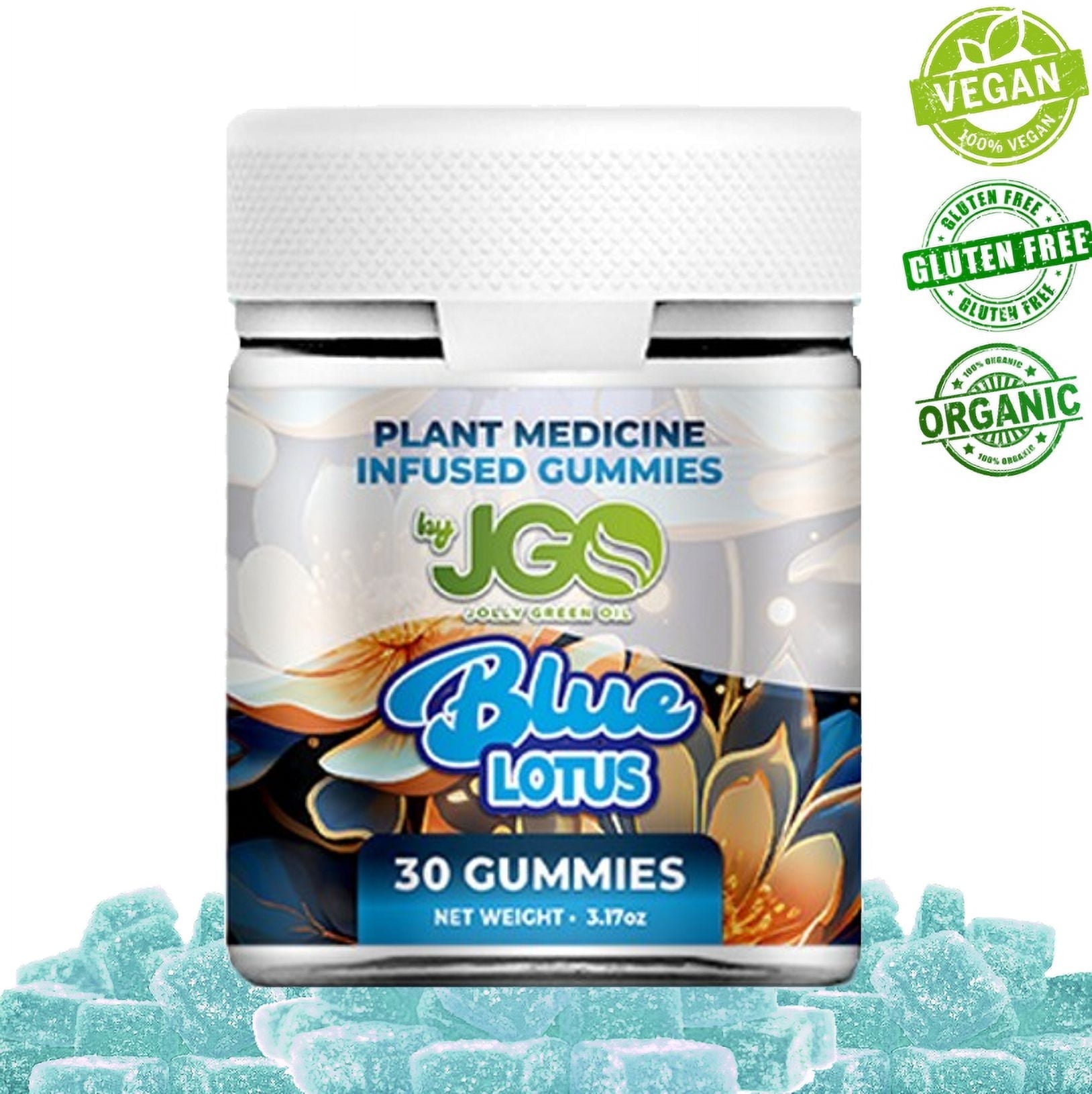 JGO Blue Lotus Infused Vegan Gummies, 30 Count Fruity Cereal - Walmart.com