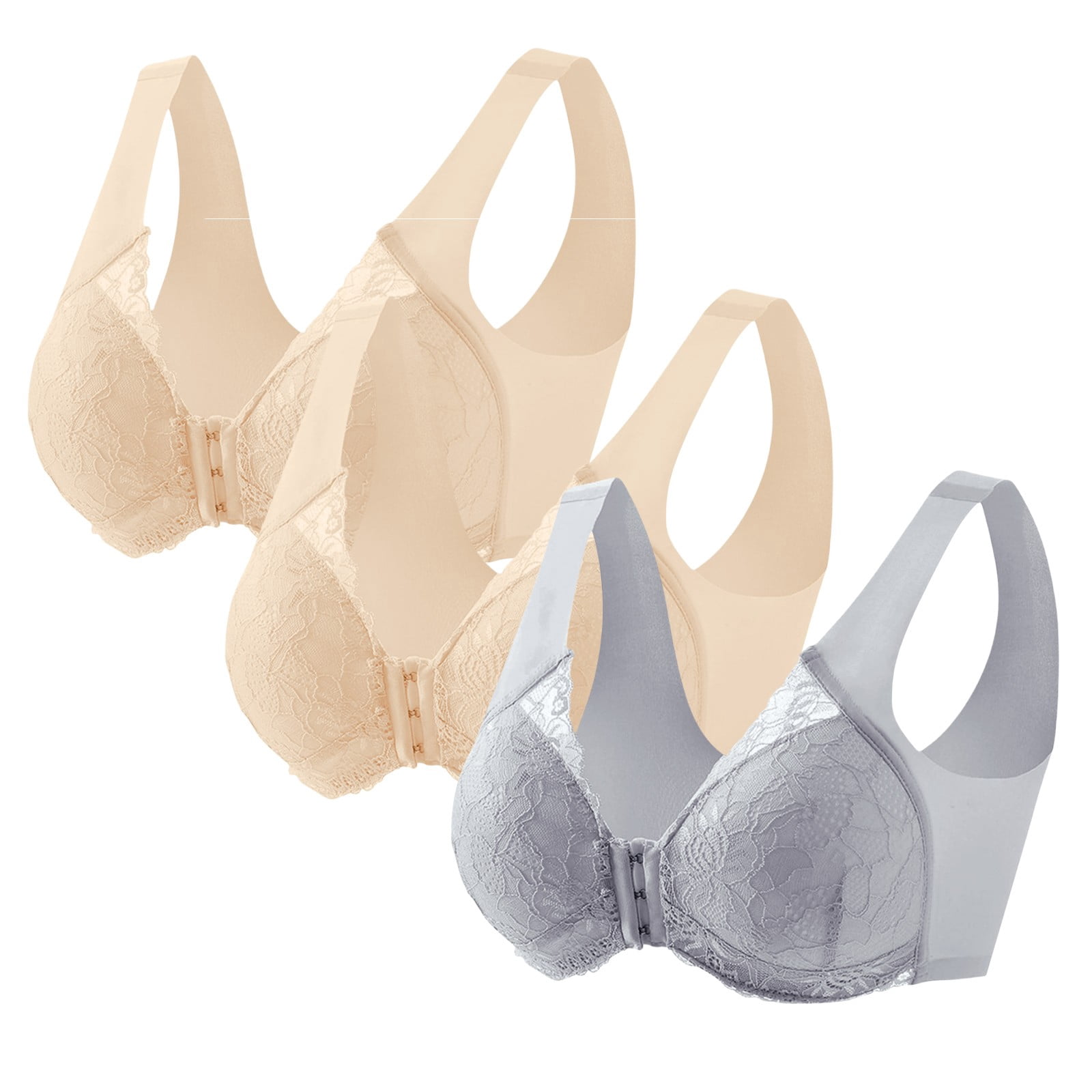 JGQJGAK 3Pc Gather Wireless Up Bras, 3 Piece Gather Bra Soft ...
