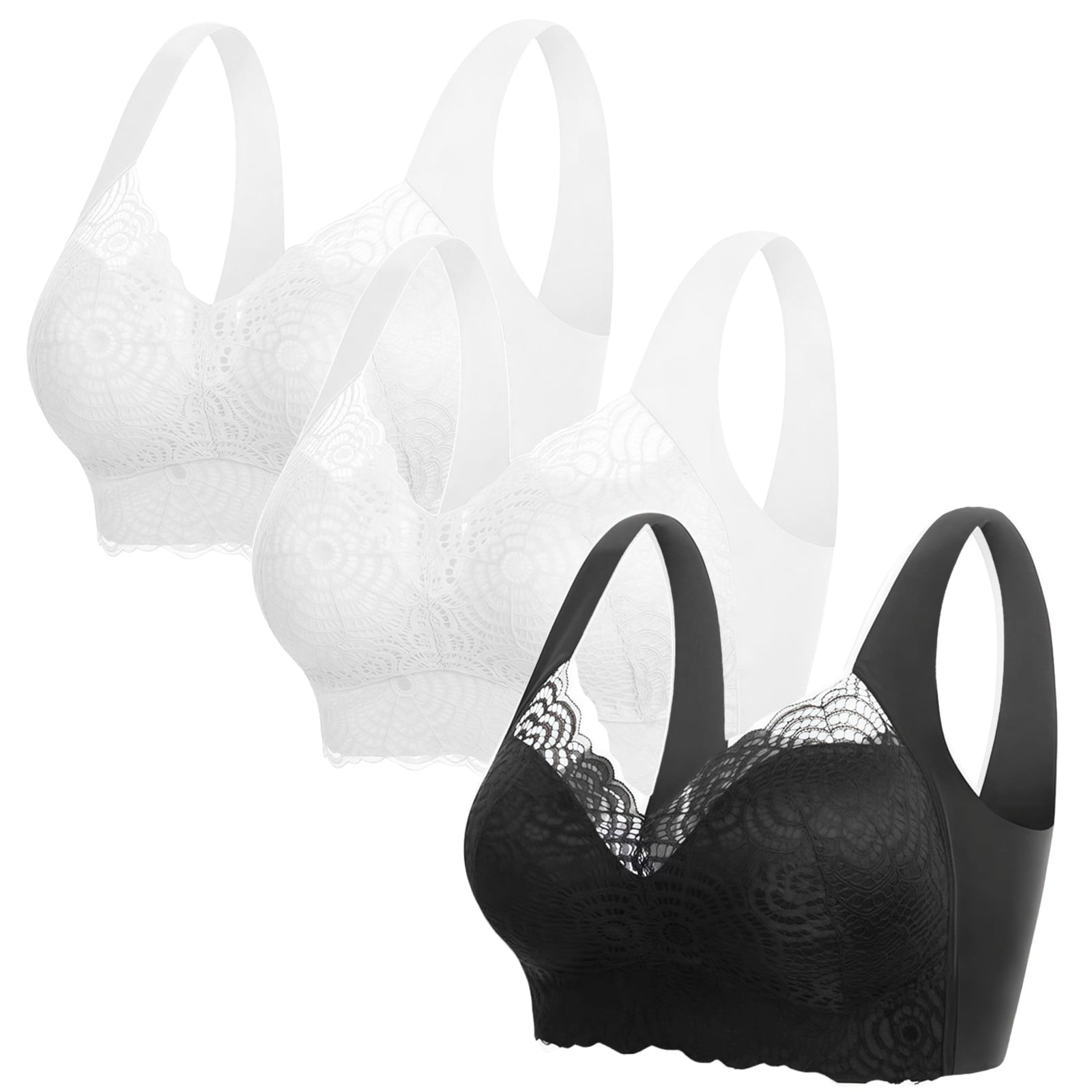 JGQJGAK 3Pc Lightweight Wireless Correcting Bras, Bra For Seniors Plus ...