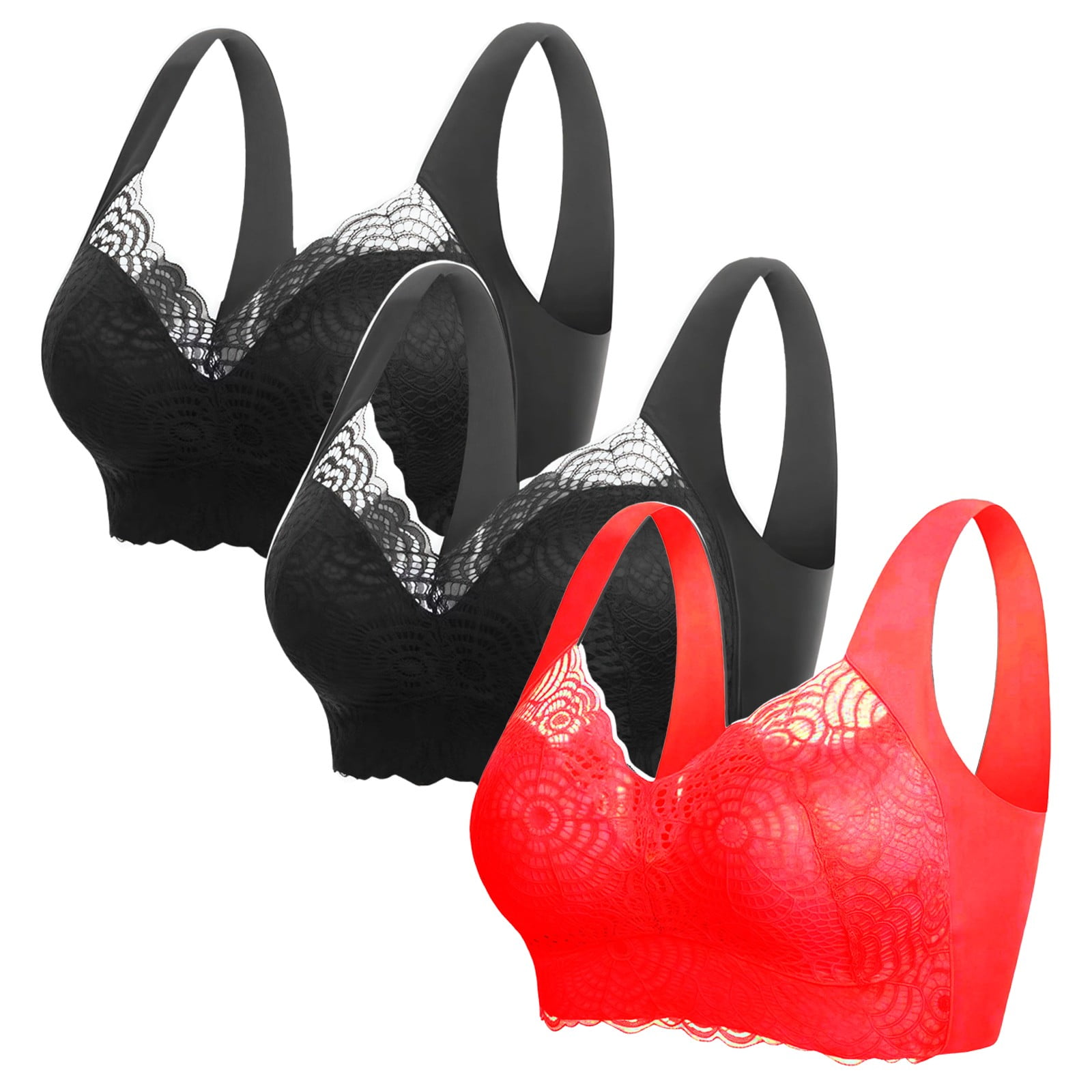 JGQJGAK 3Pc Lightweight Wireless Correcting Bras, Bra For Seniors Plus ...