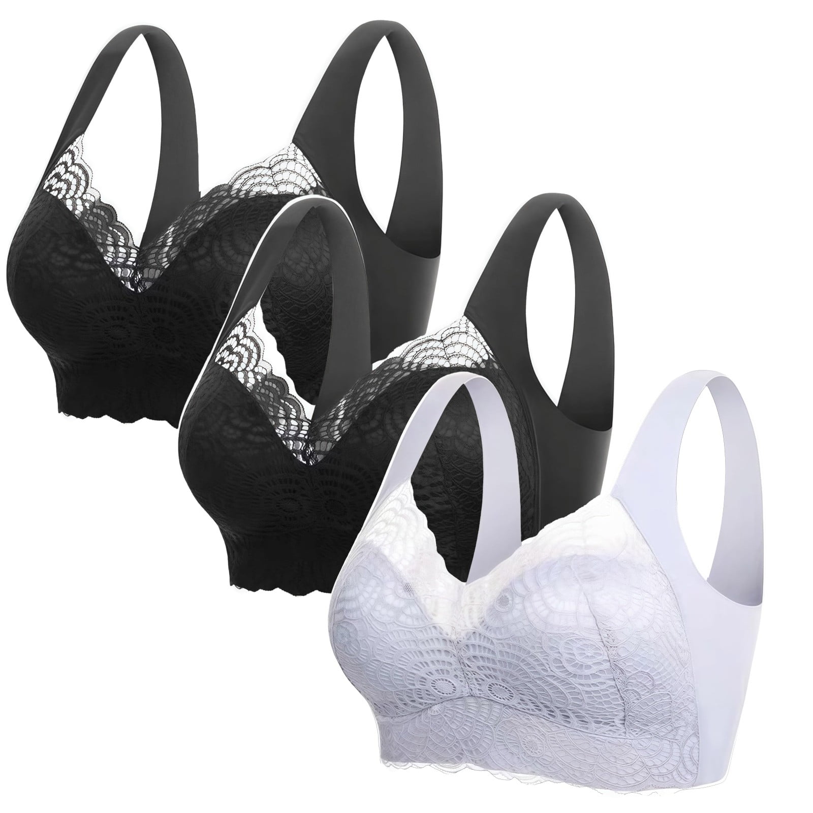 JGQJGAK 3Pc Lightweight Wireless Correcting Bras, Bra For Seniors Plus ...