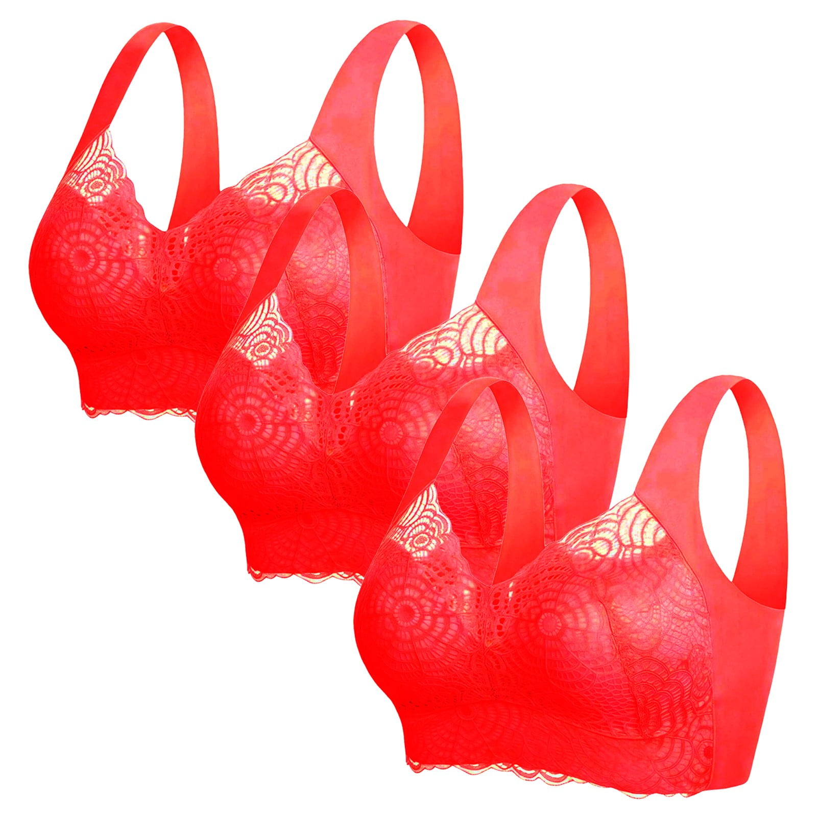 JGQJGAK 3Pc Lightweight Wireless Correcting Bras, Bra For Seniors Plus ...