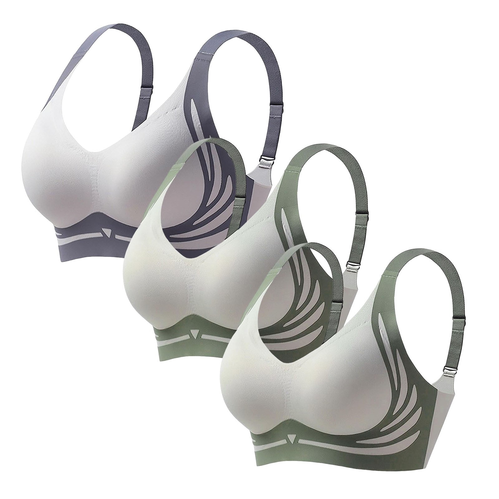 JGQJGAK 3Pc Powerful Wireless No Underwire Bras, Comfortable Full ...