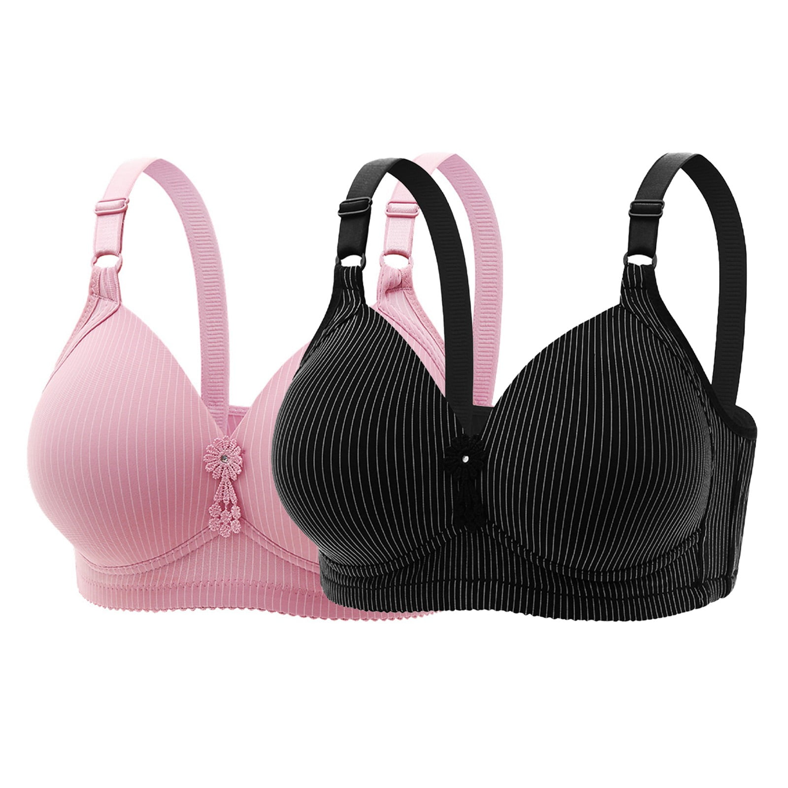 JGQJGAK Full Coverage High Support Wireless Bra Adjustable Strap No ...
