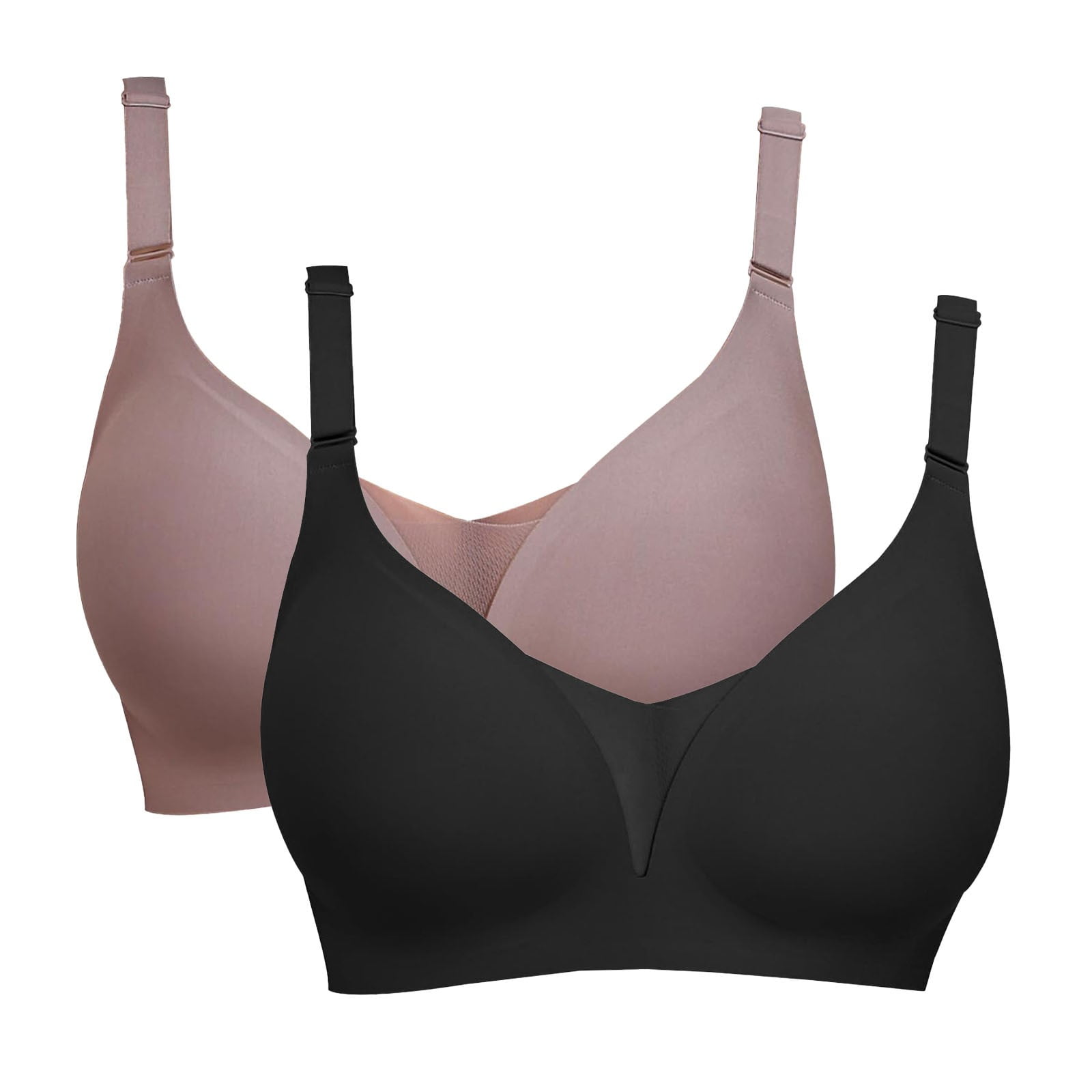 JGQJGAK Push Up Bra, Wireless No Underwire Lace V Neck Braslettes Full ...