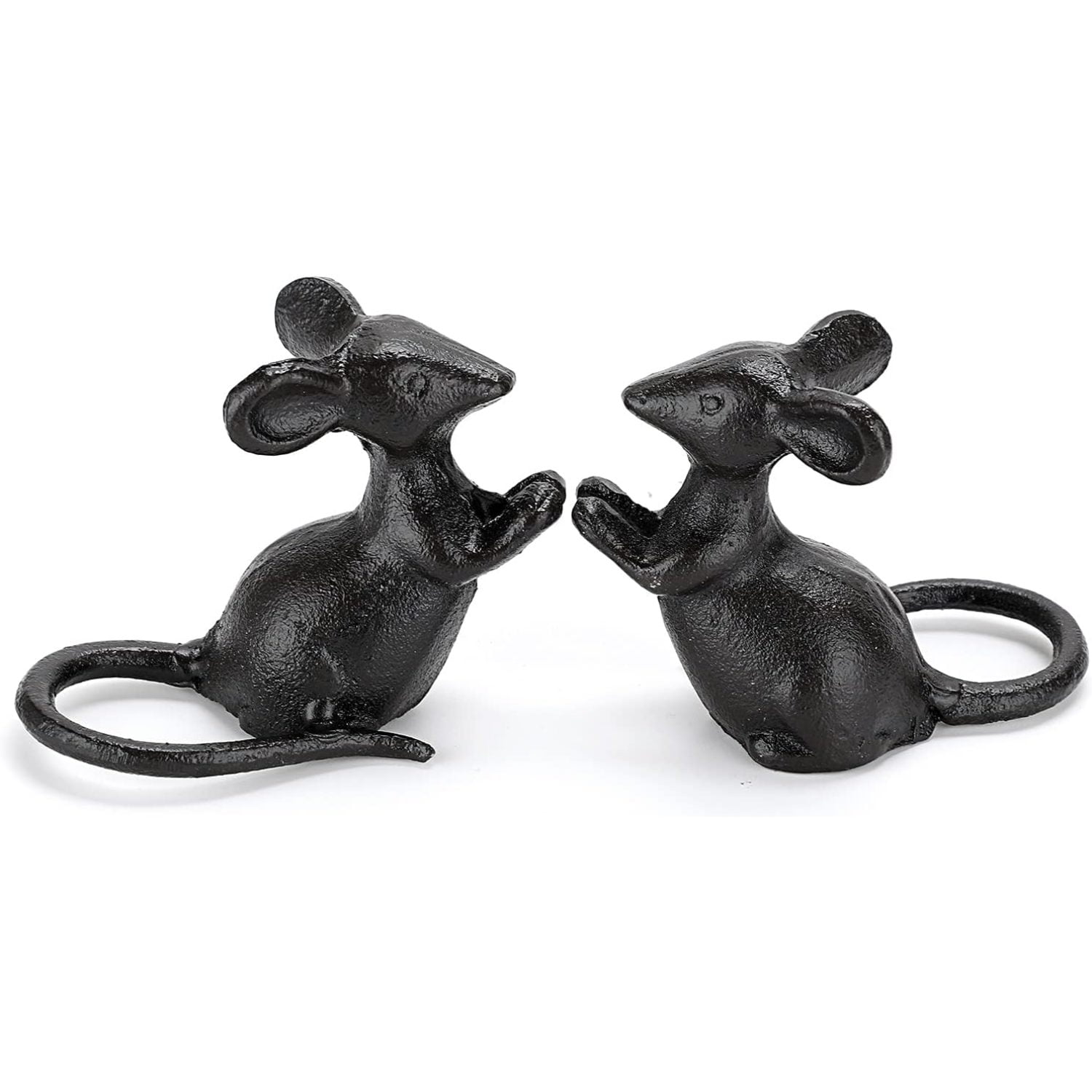 JGSP 2 Cast Iron Cute Mouse Figurine Sculpture Black Mice Statues ...