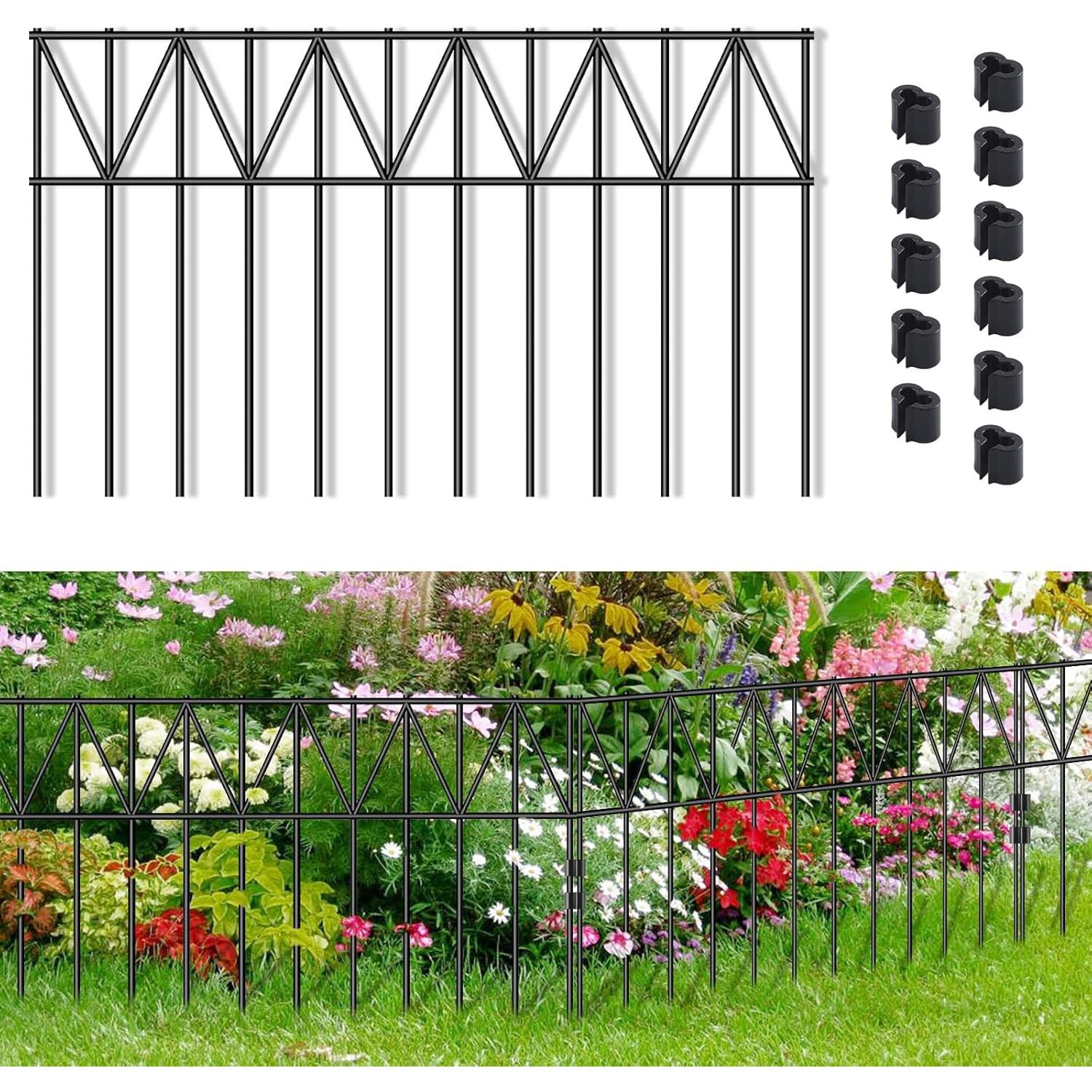 JGSP Decorative Garden Fence for Rabbits 6 Pack,12in(H) x 10ft(L) Small ...