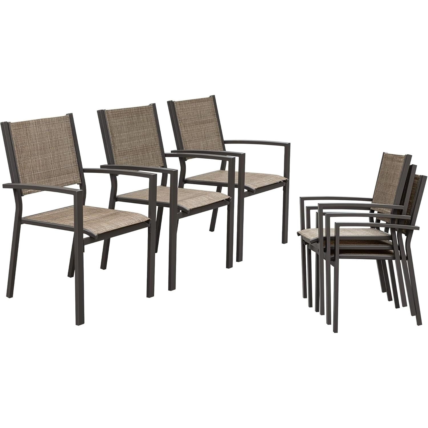 JGSP Patio Dining Chairs Set of 6 Stackable Outdoor Chairs with Armrest ...