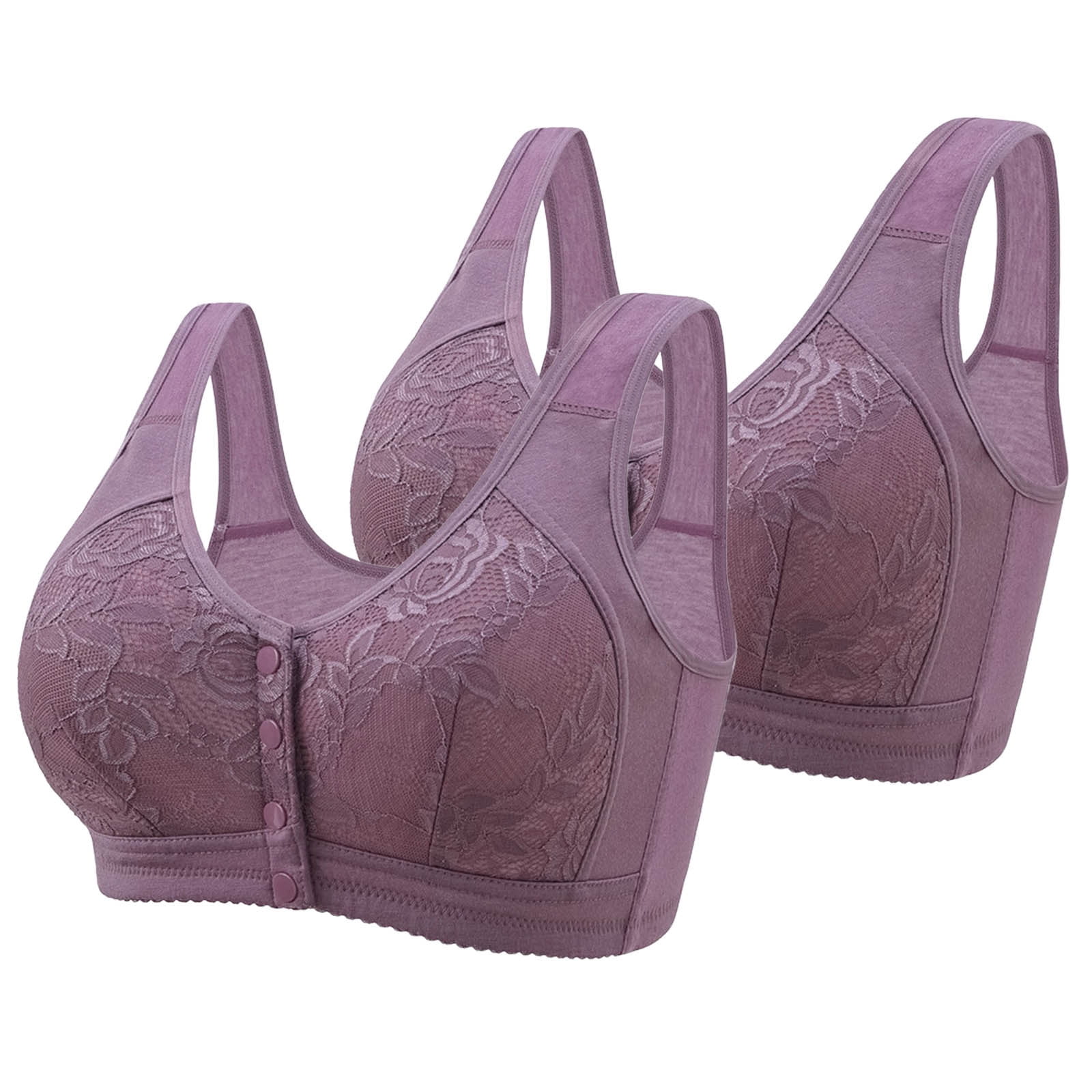 JGTDBPO 2Pc Front Closure Bras for Women Front Button Bras No Underwire ...