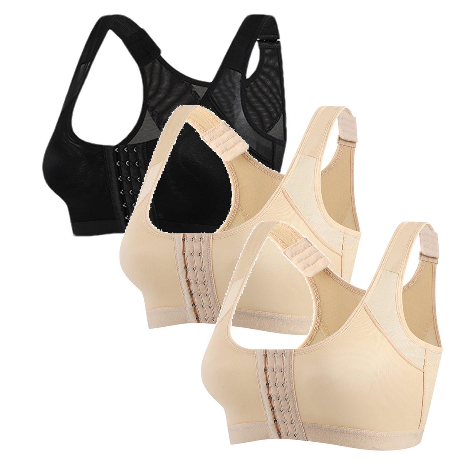 JGTDBPO 3PC Front Closure Bras For Women No Underwire Plus Size Full ...