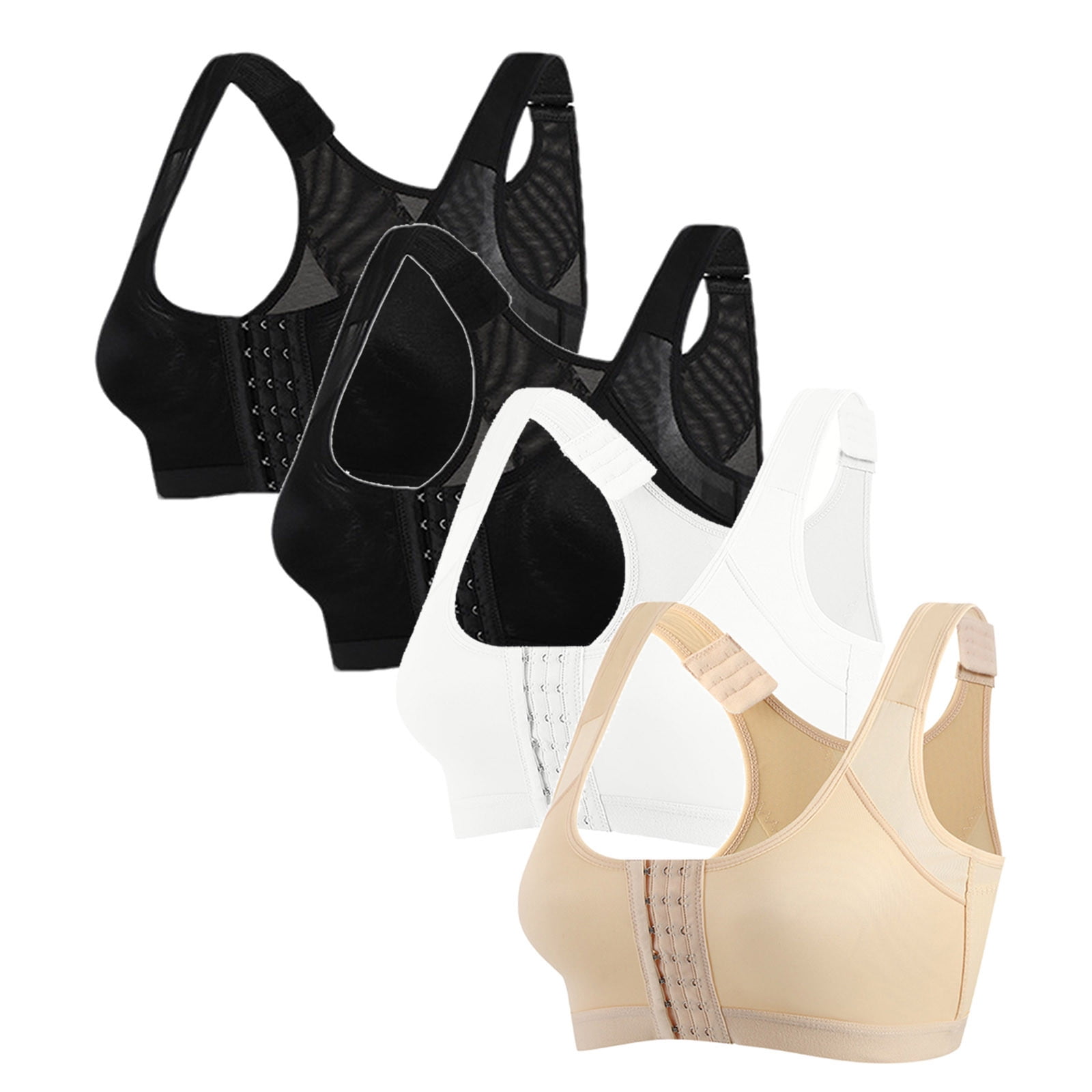 JGTDBPO 4PC Front Closure Bras For Women No Underwire Plus Size Full ...