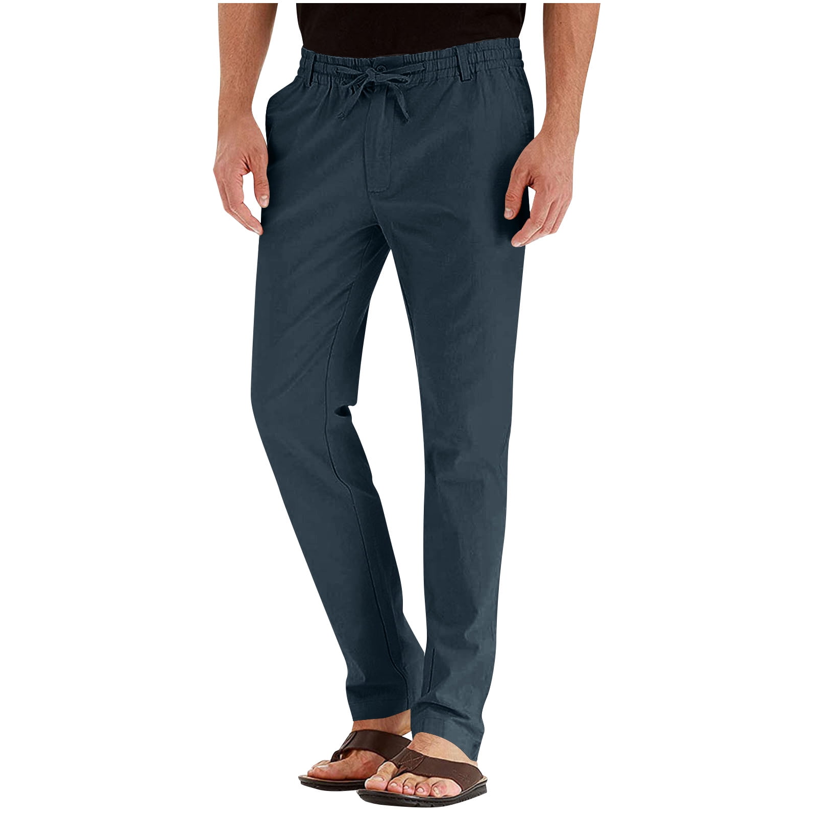 JGTDBPO Business Pants for Men Elastic Waist Cotton Dress Pants Slim ...