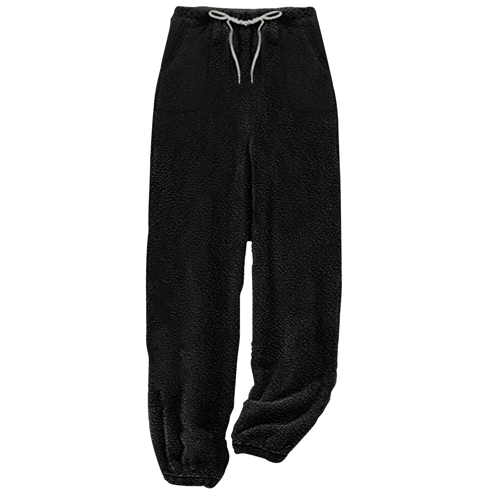 JGTDBPO Fuzzy Pajama Pants For Women Soft Comfy Elasti Waist Drawstring ...