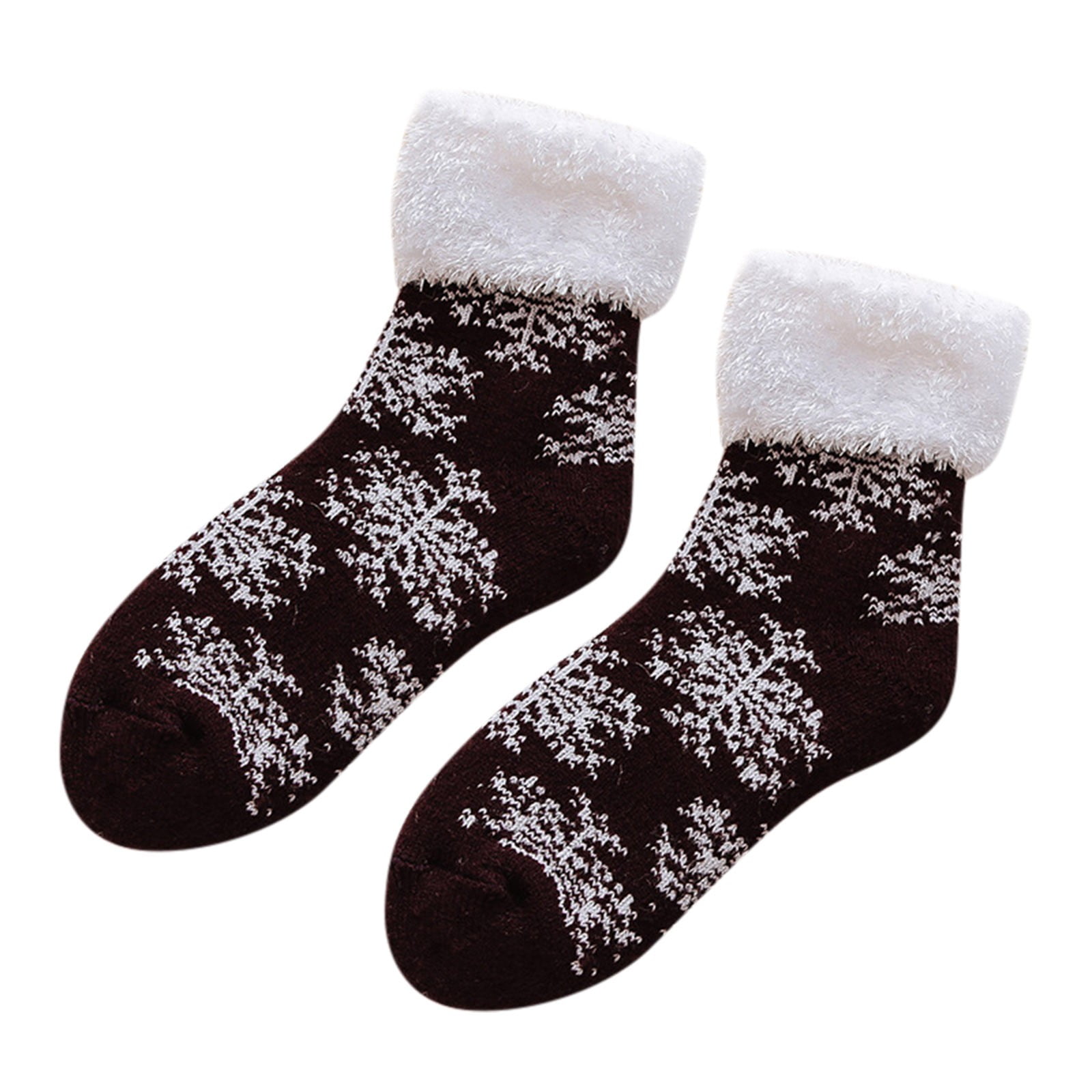 JGTDBPO Fuzzy Slipper Socks For Women Winter Christmas Warm Soft Fleece ...