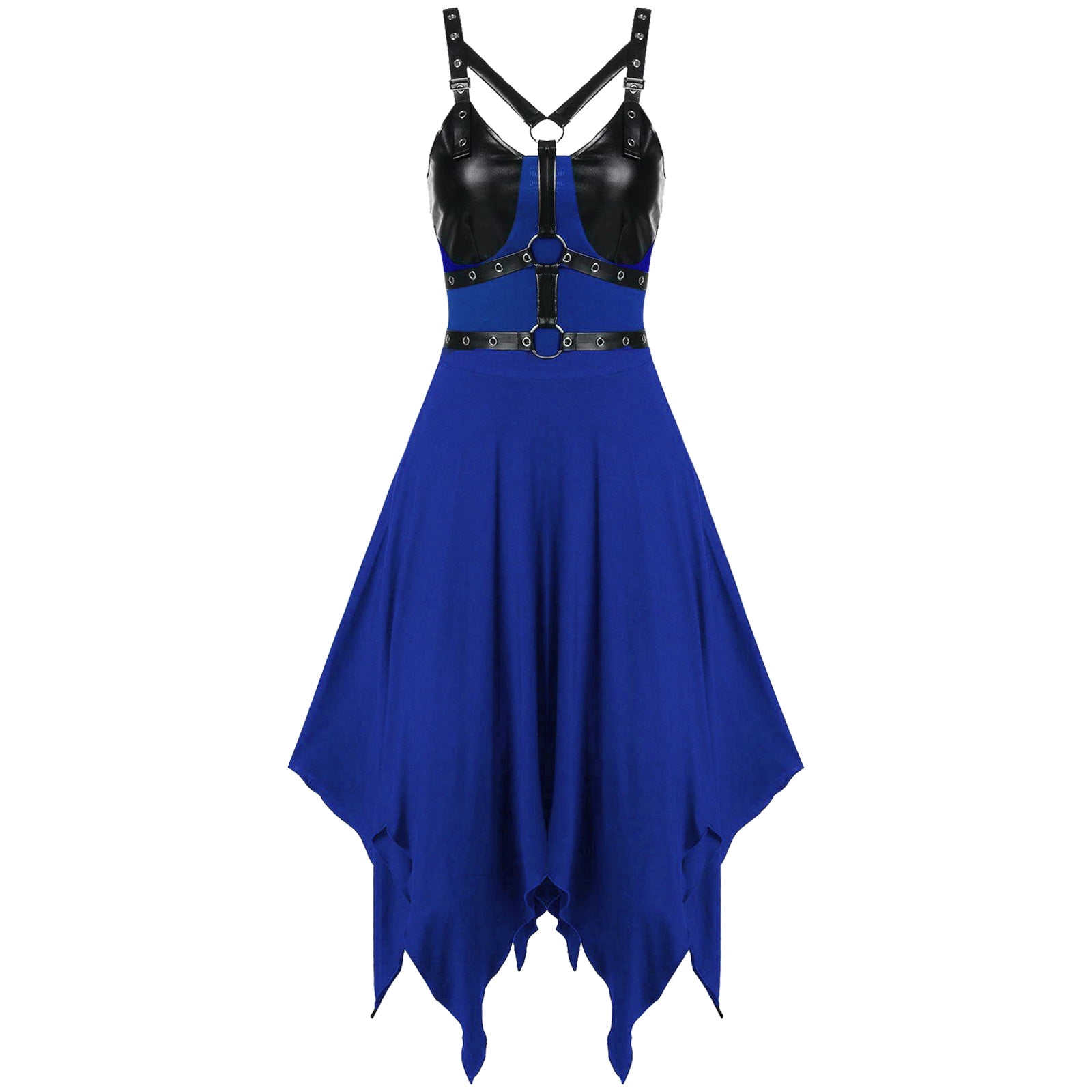JGTDBPO Halloween Medieval Dress For Women Gothic Punk Dress Strap ...