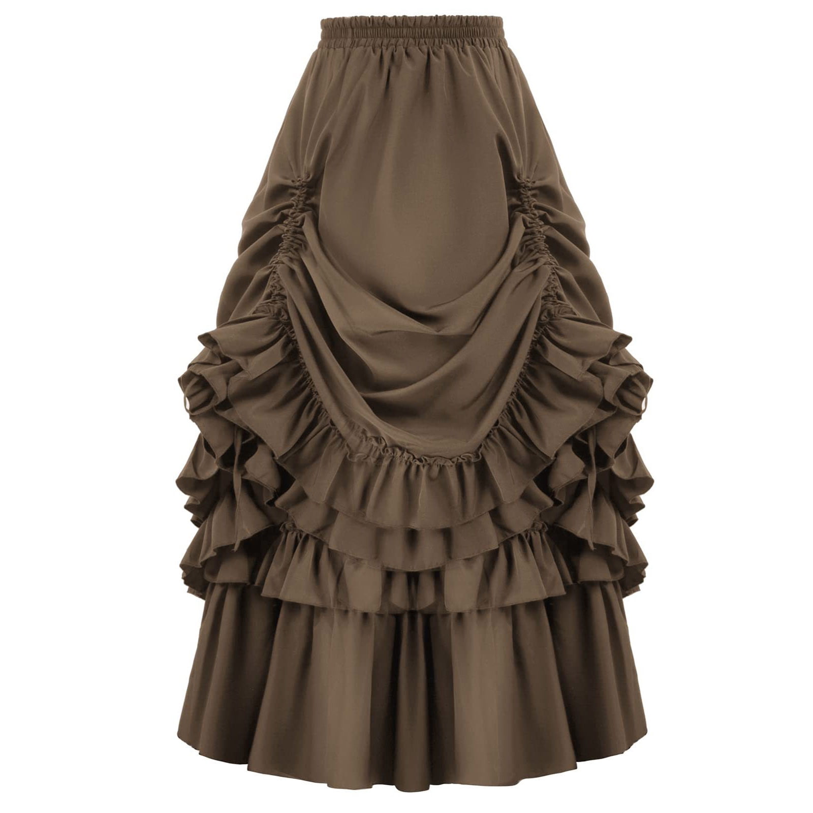 JGTDBPO Medieval Skirts For Women Solid Color Multi Layered Skirt ...