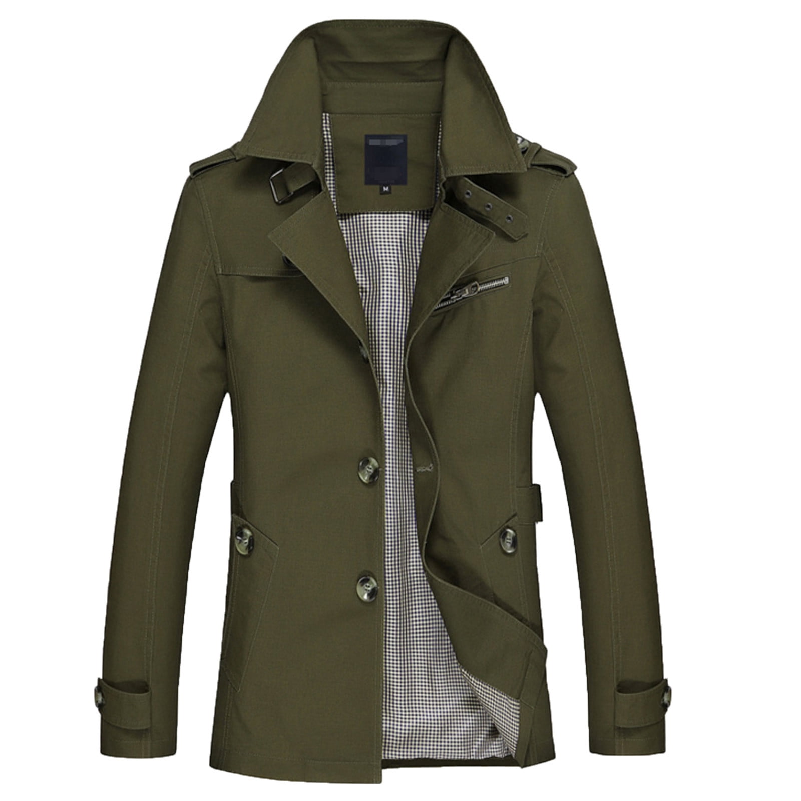 JGTDBPO Men Casual Solid Turndown Single-Breasted Windbreaker Side Slit ...