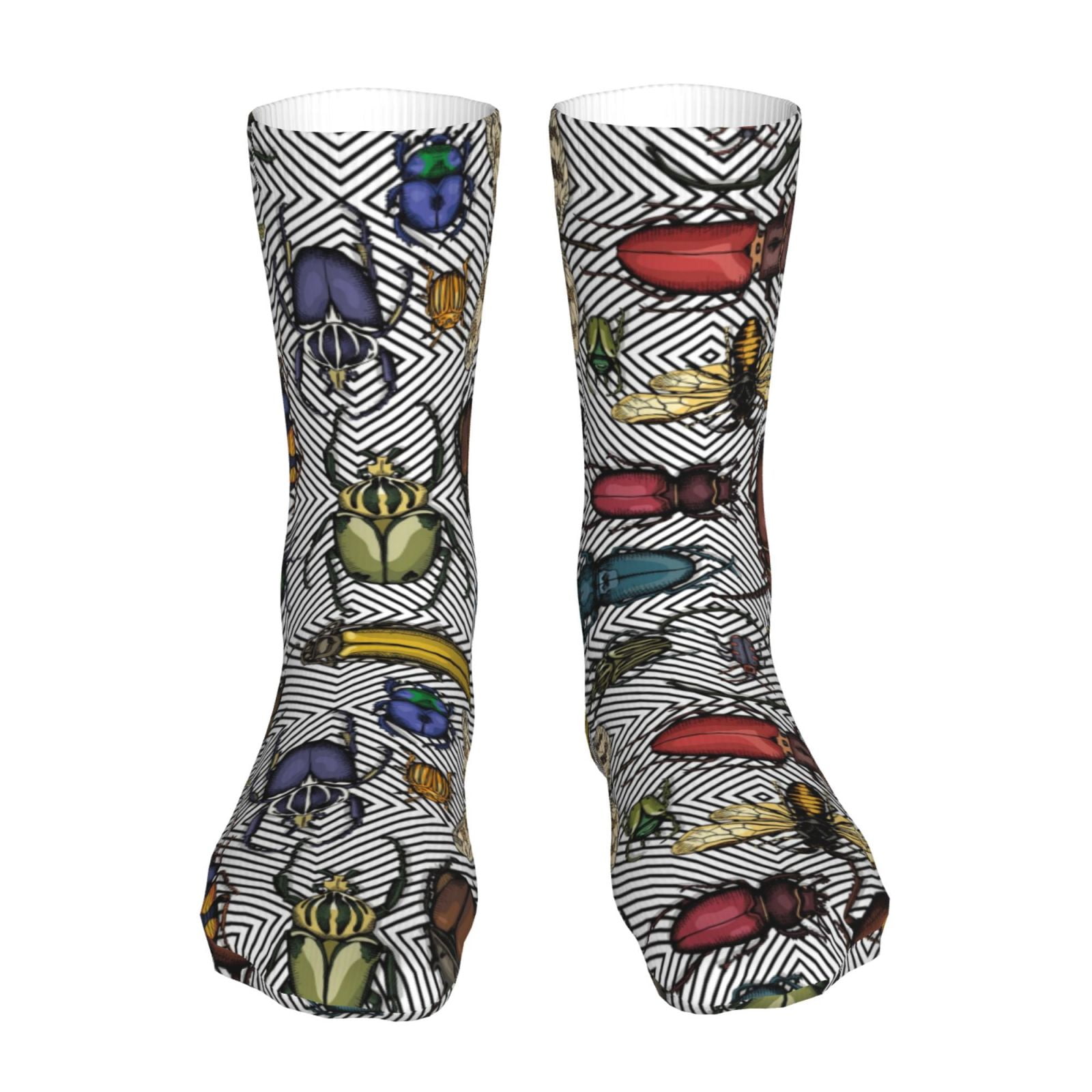 Xecao Bright Insects Print Fashion No Heel Casual Crew Socks Cushioned ...