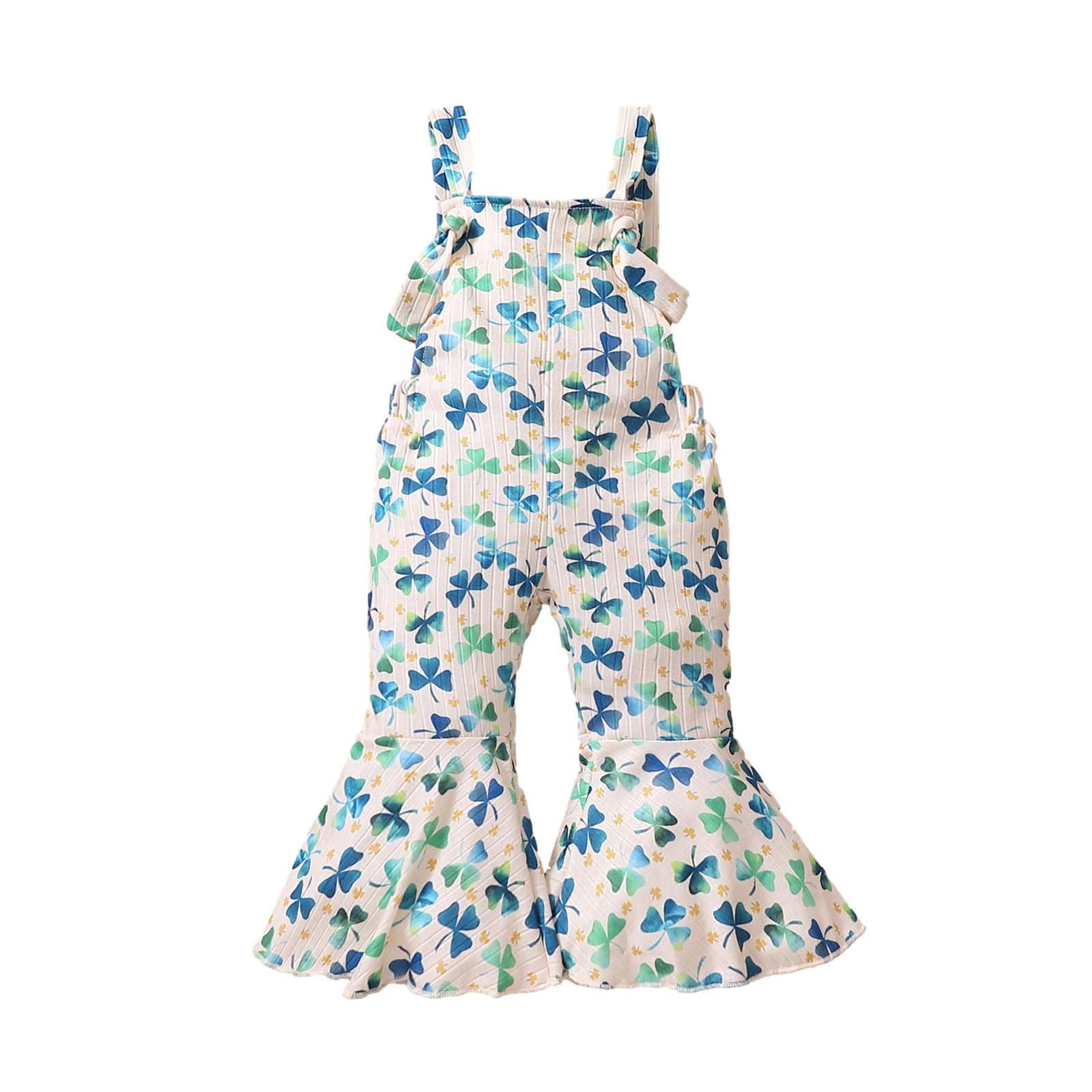 JGTDBPO One Piece Jumpsuits For Toddler Baby Girl Bell Bottoms Romper Toddler Floral Overalls ...