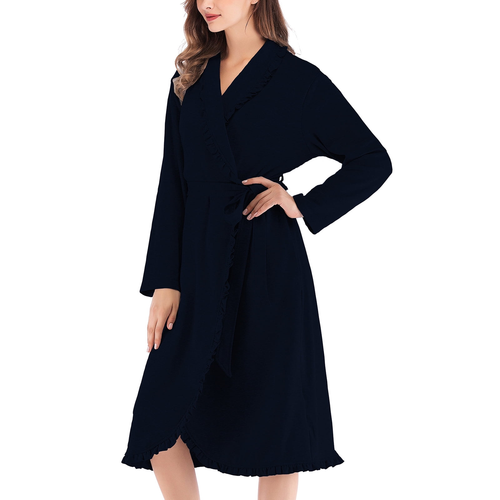 JGTDBPO Robes For Women Classic Solid Color Premium Cotton Warm Night ...