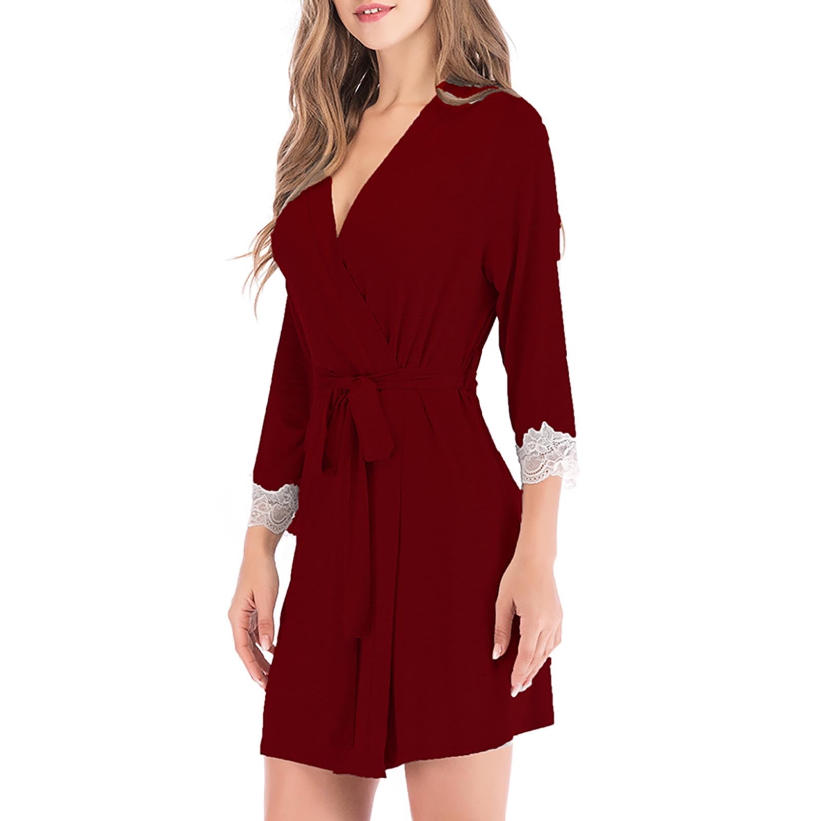 JGTDBPO Robes For Women Classic Solid Color Premium Cotton Warm Night ...