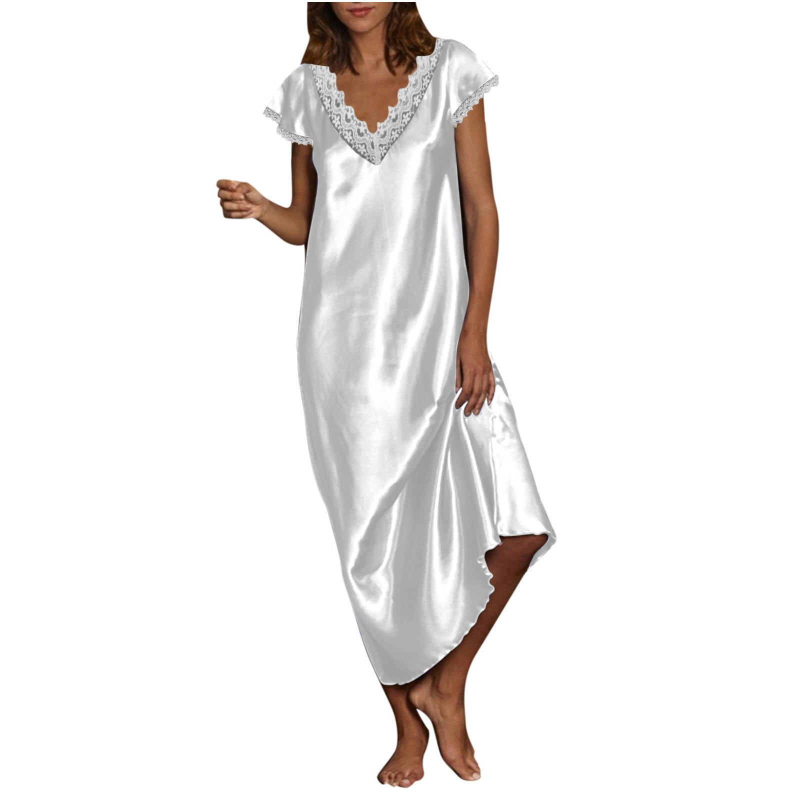 JGTDBPO Sleep Shirts For Women Short Sleeves Long Nightgown Super Soft ...