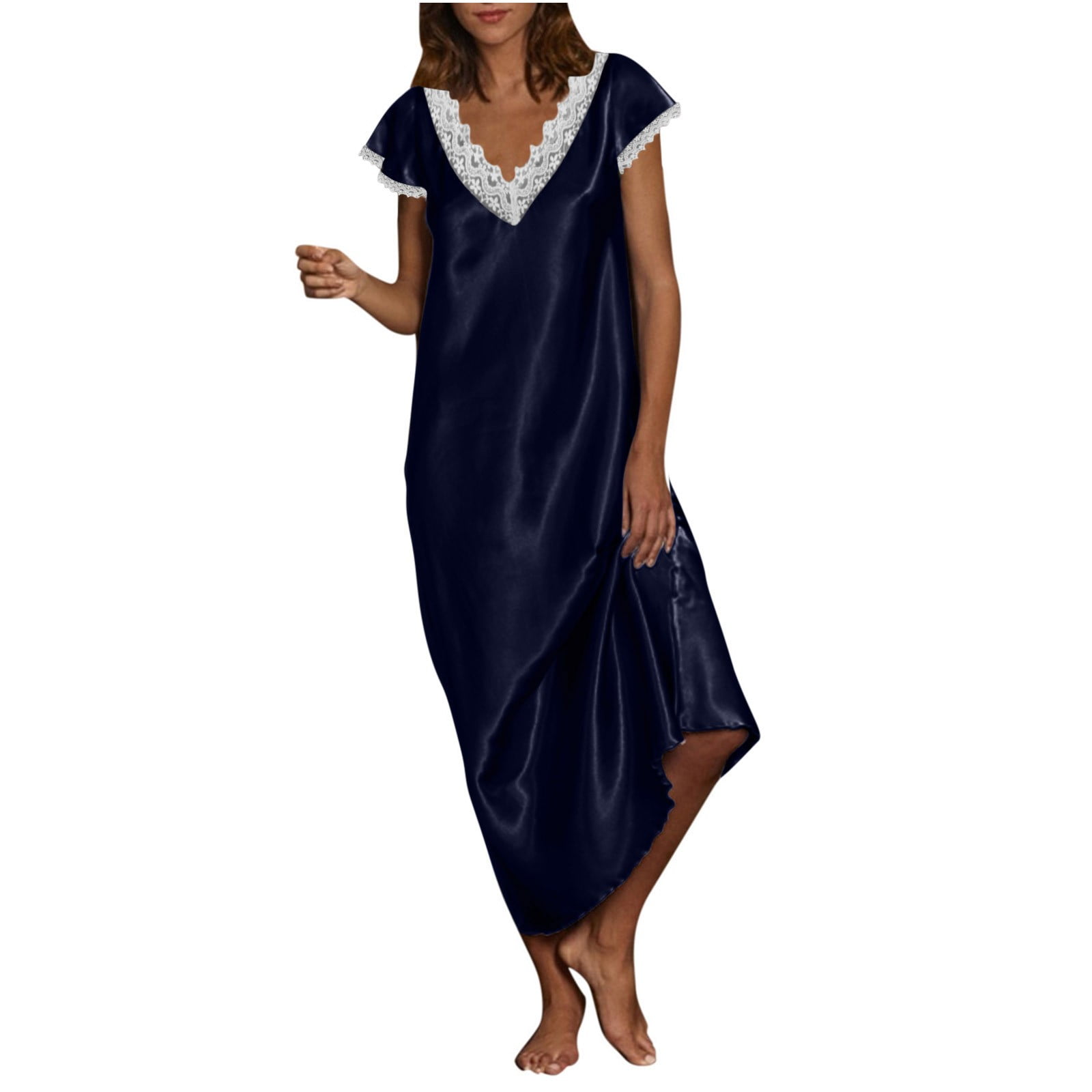 JGTDBPO Sleep Shirts For Women Short Sleeves Long Nightgown Super Soft ...