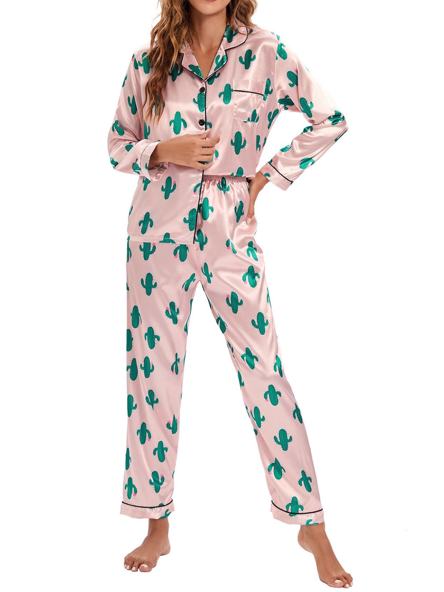 JGTDBPO Two Piece Pajamas Set For Womens Pjs Set Lapel Sleepwear ...